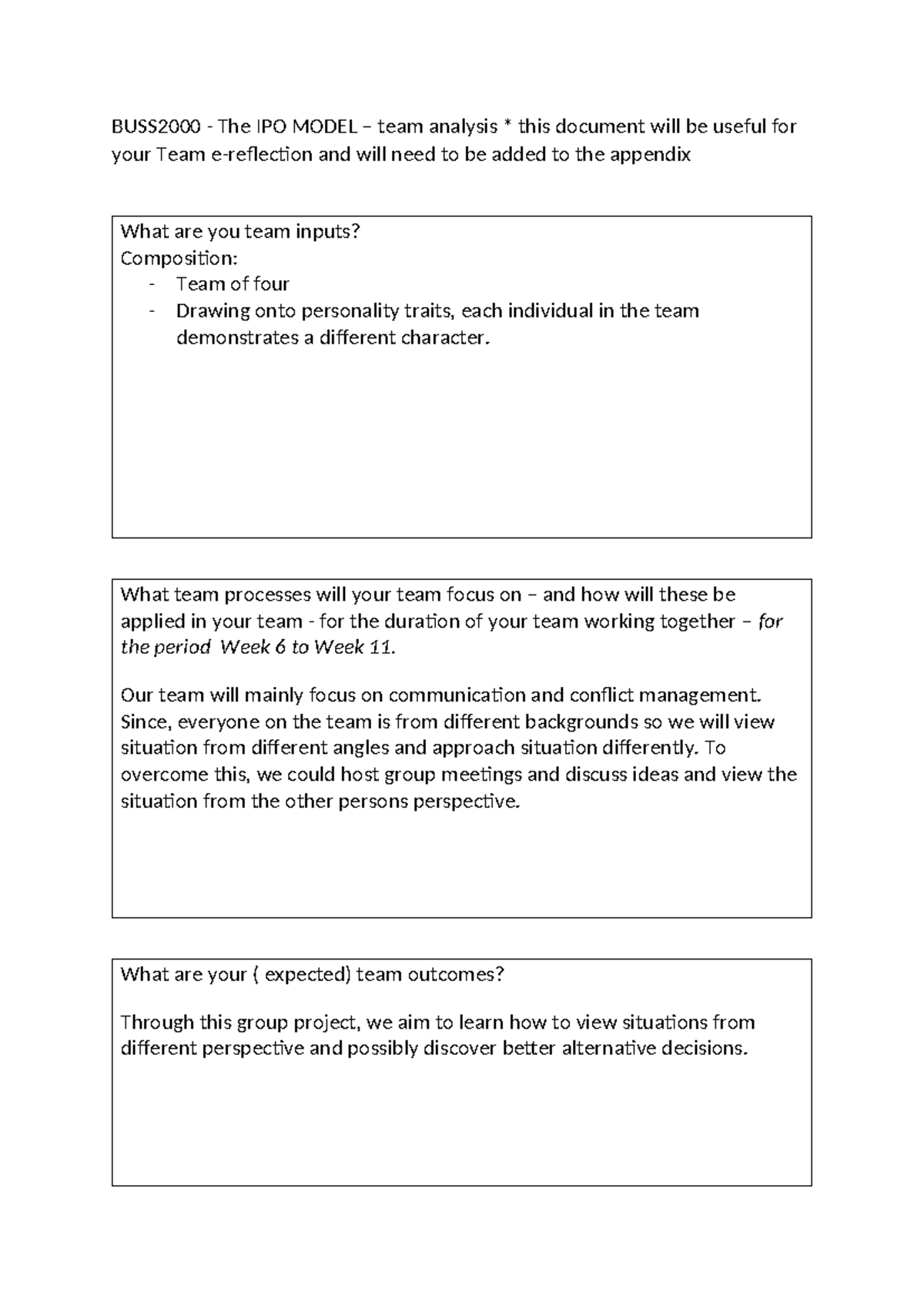 BUSS2000 IPO Model Team Analysis - BUSS2000 - The IPO MODEL – team ...