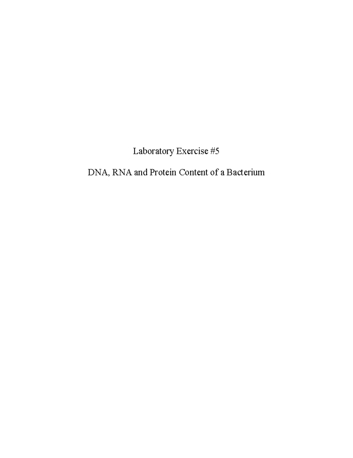 DNA RNA Protein Lab - xoxo - Laboratory Exercise DNA, RNA and Protein ...