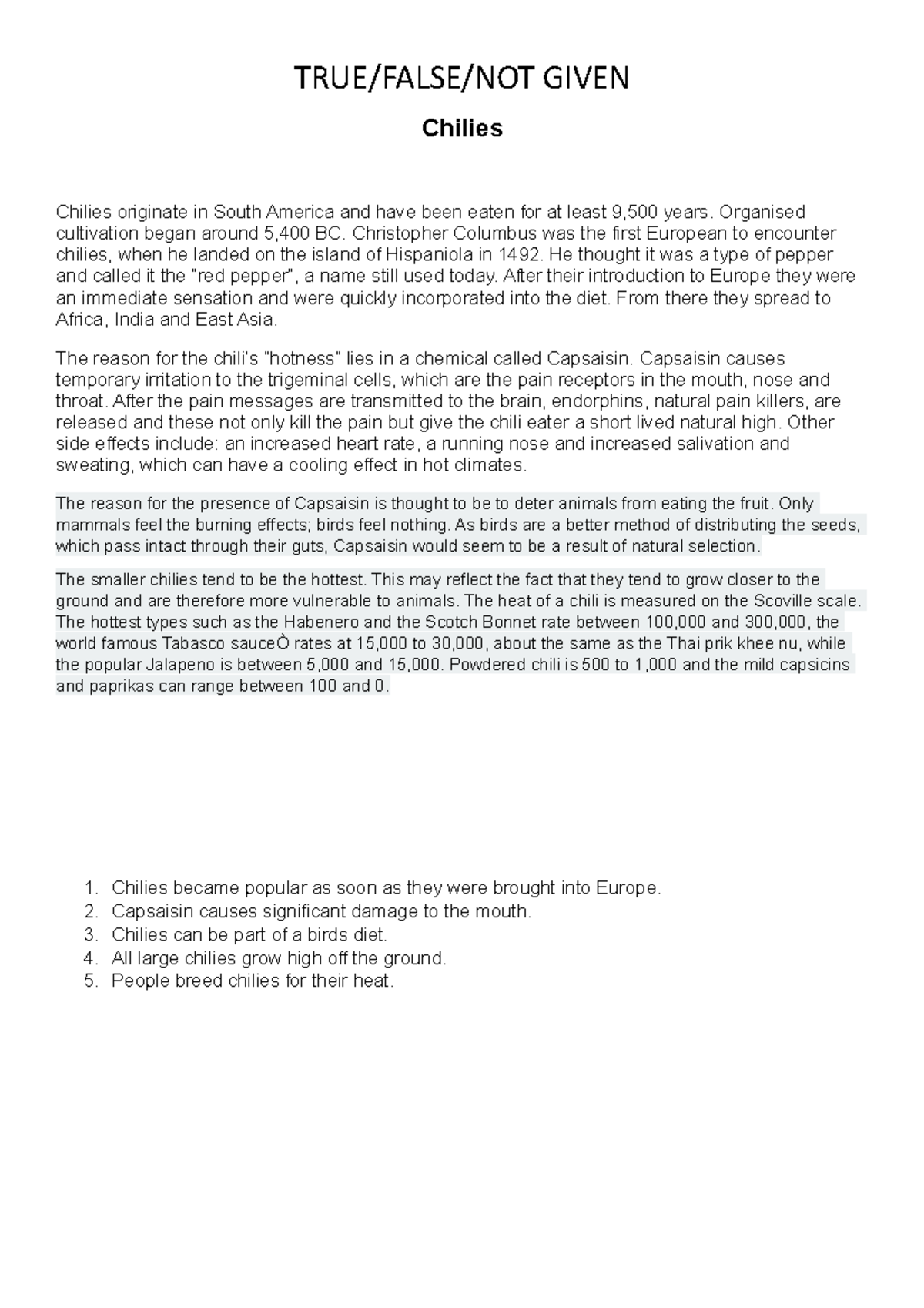Second type true false not given 50 mcqs test and ielts preparation for ...