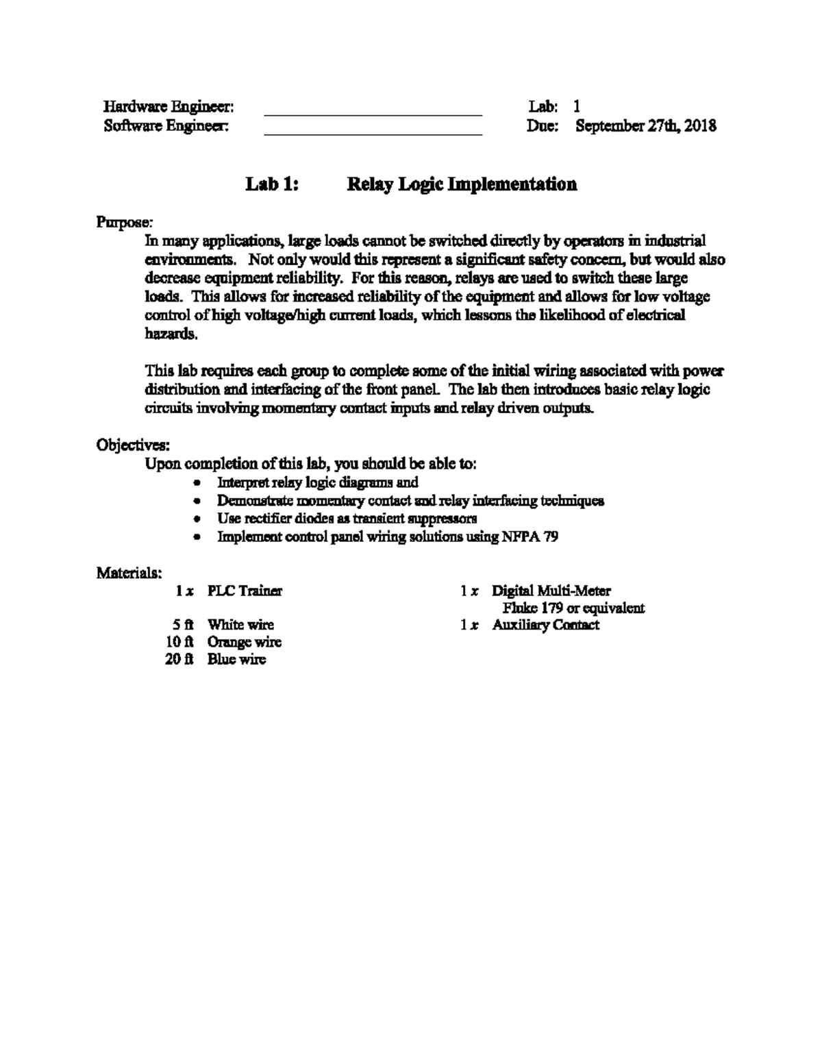 PLC Lab1 - Lab 1 worksheet - ETSC 241 - Studocu