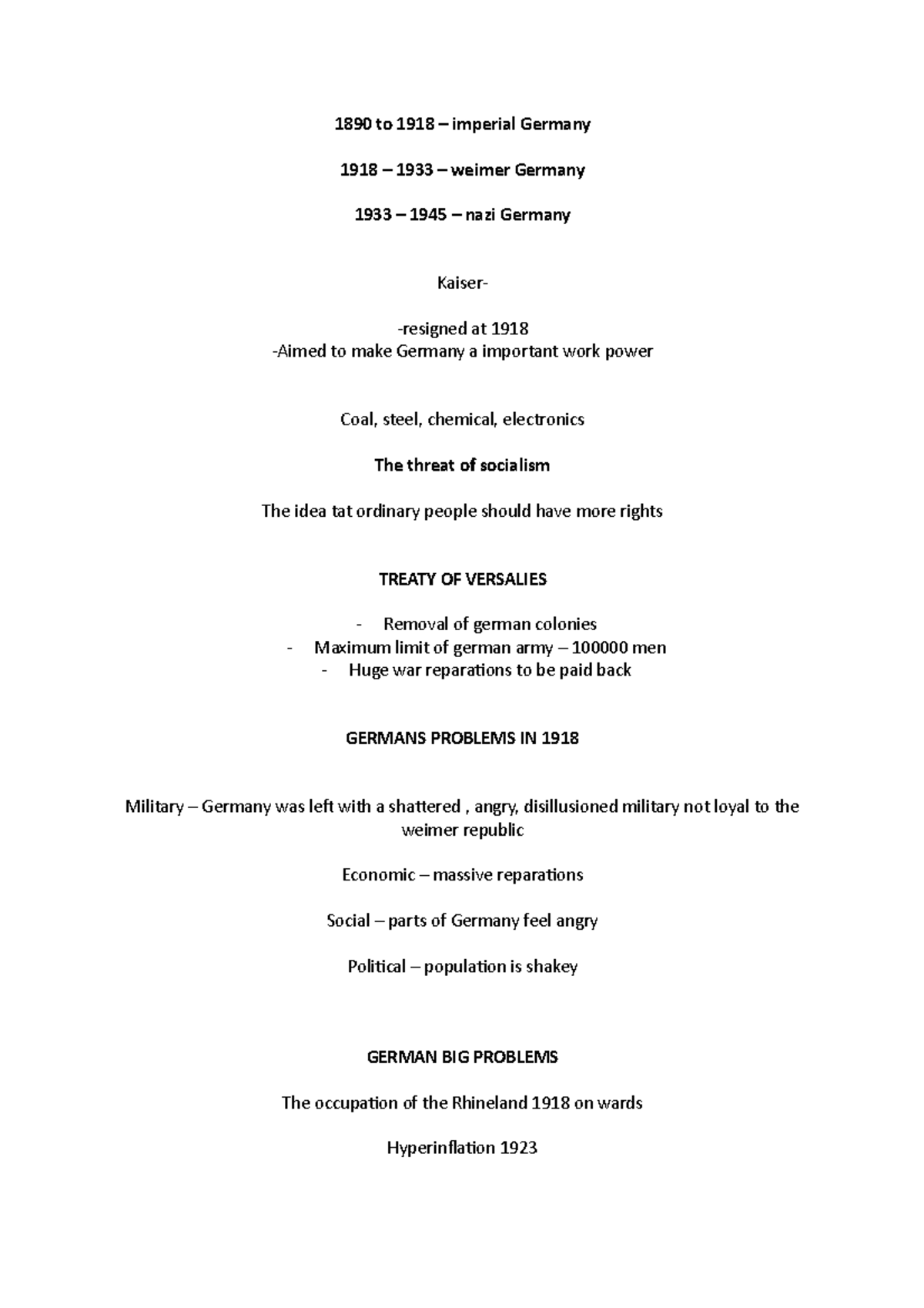 1890 to 1918 - Hi - 1890 to 1918 – imperial Germany 1918 – 1933 ...