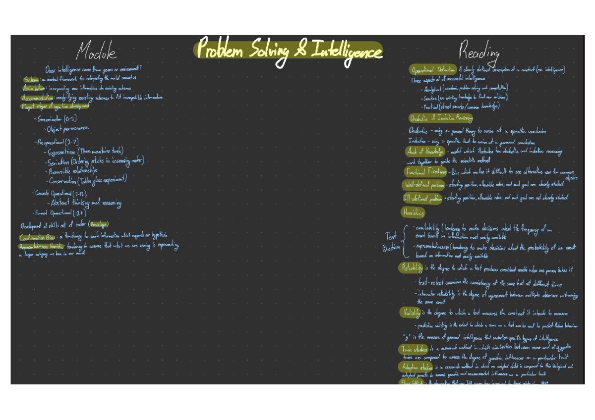 Psych - Problem Solving & Intelligence - Module Problem Solving S Intelligence Reading Does ...