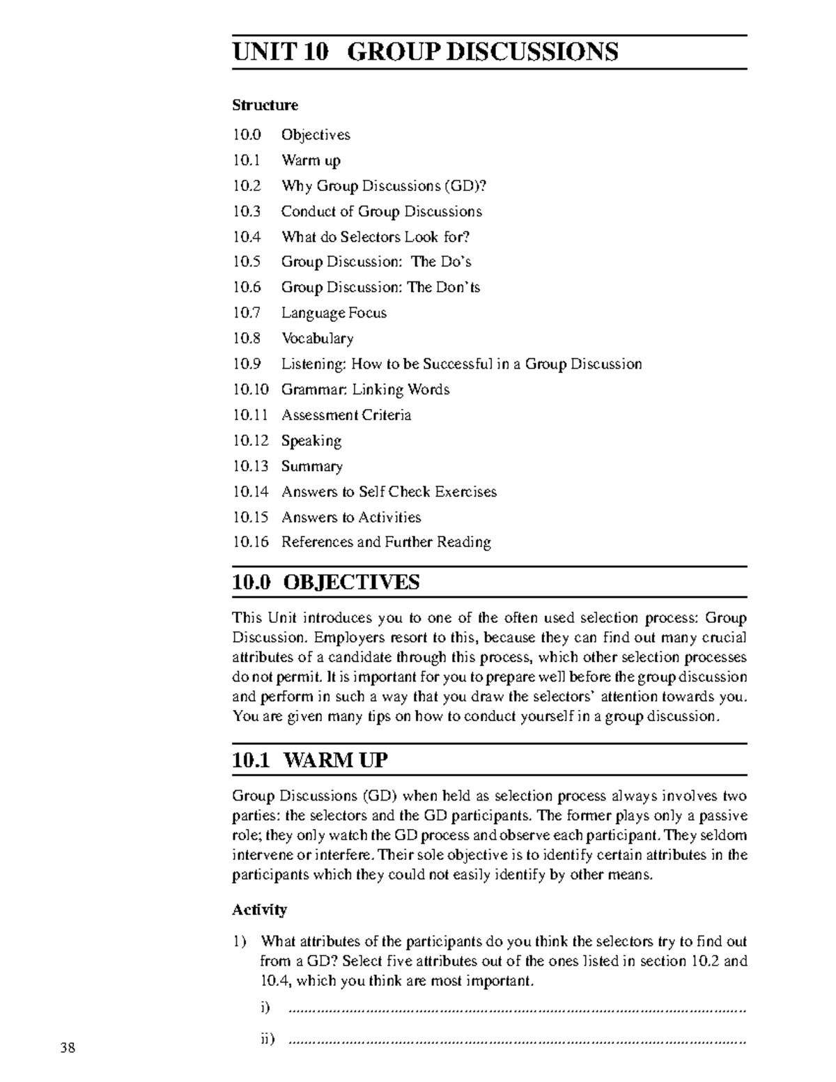 UNIT 10 Group Discussions - Workplace Skills UNIT 10 GROUP DISCUSSIONS ...