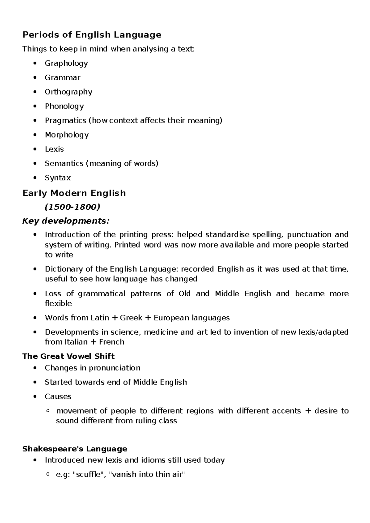 Language Change - Periods of English Language Things to keep in mind ...