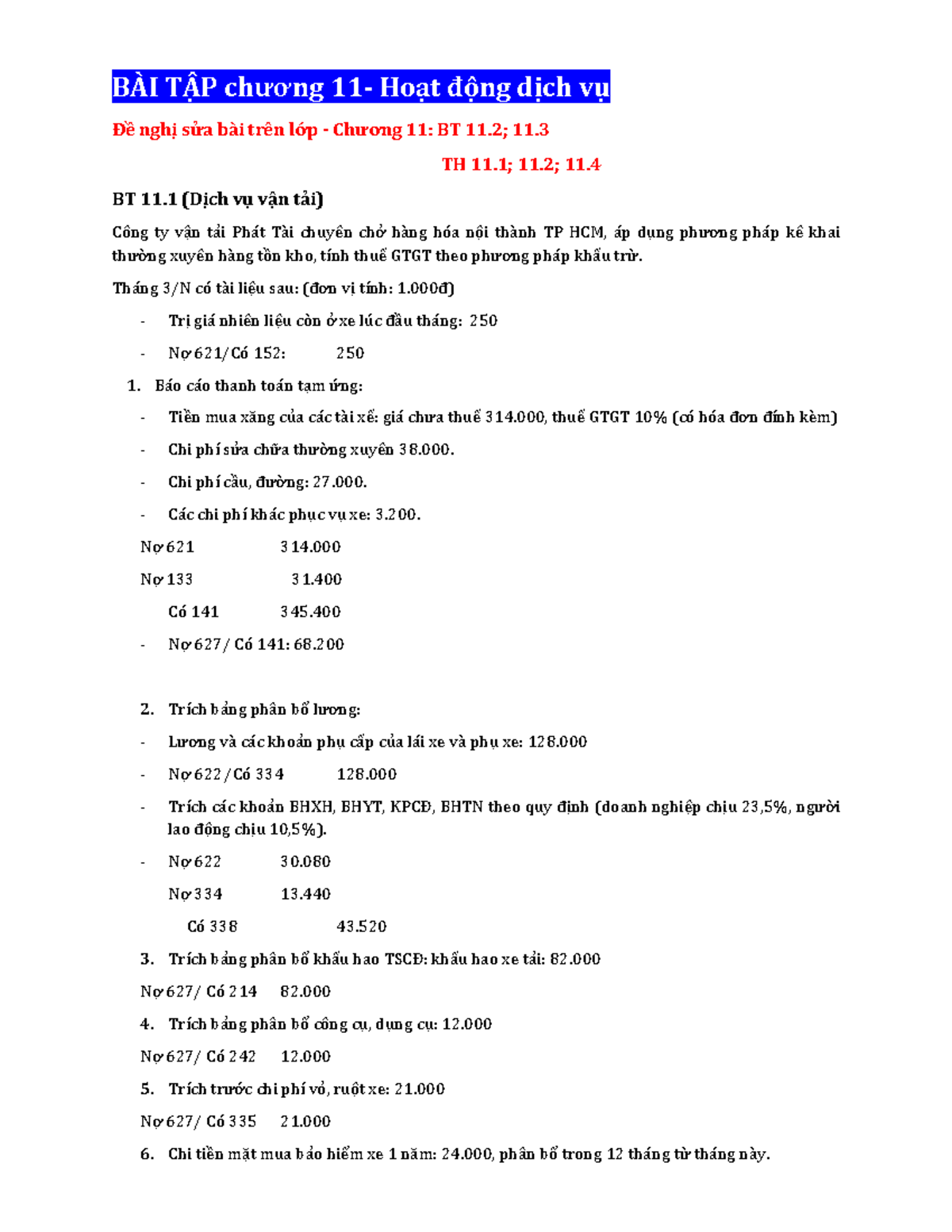 447880141 Bai tap chuong 11 Dich vu docx - B¿I TẬP chương 11- Hoạt động dịch vụ Đề nghị sửa b‡i ...