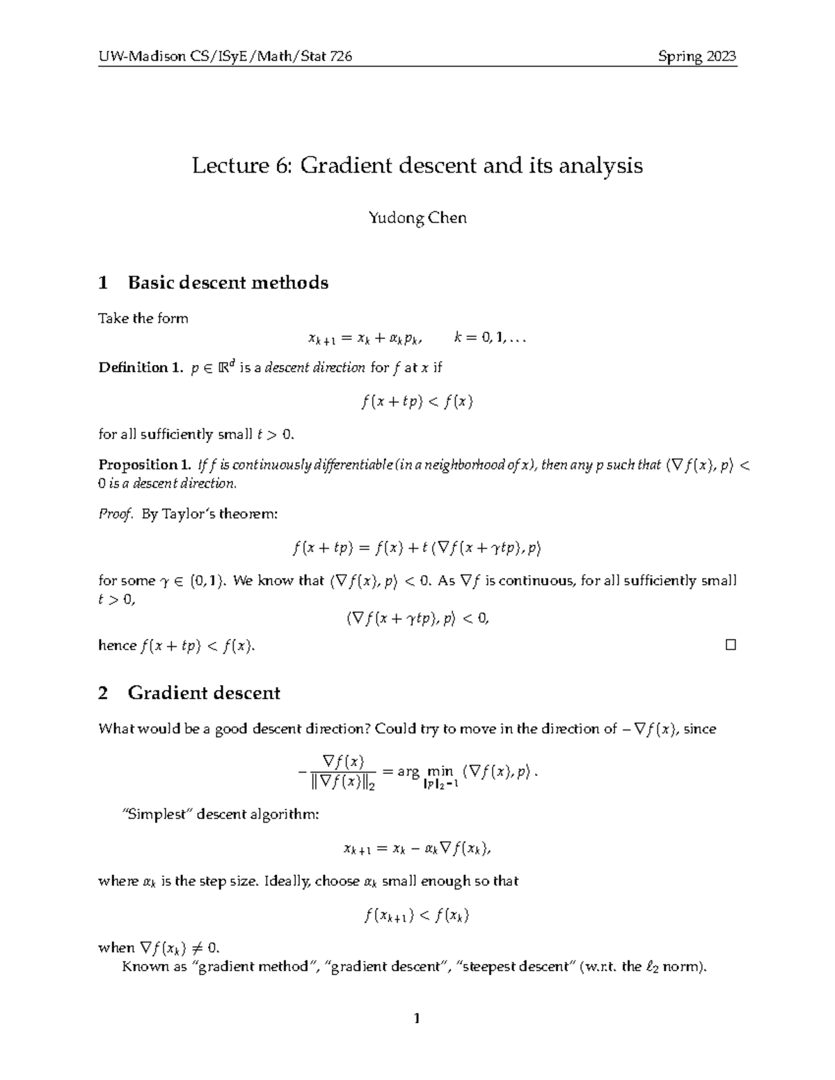 Lecture 6 Gradient Descent Lecture 6 Gradient Descent And Its 