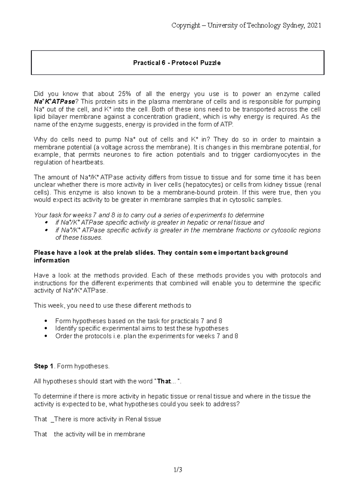 Practical Protocol Puzzle answers - Copyright – University of ...