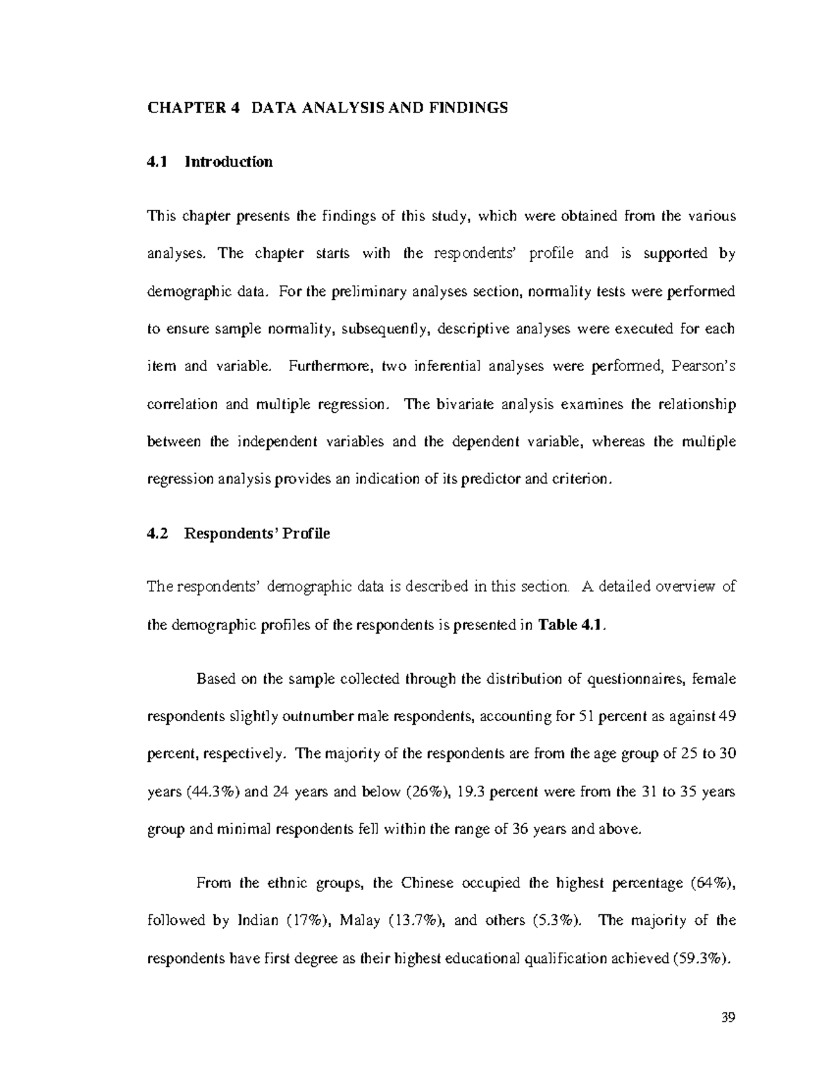 Chap4 - high school - CHAPTER 4 DATA ANALYSIS AND FINDINGS 4 ...