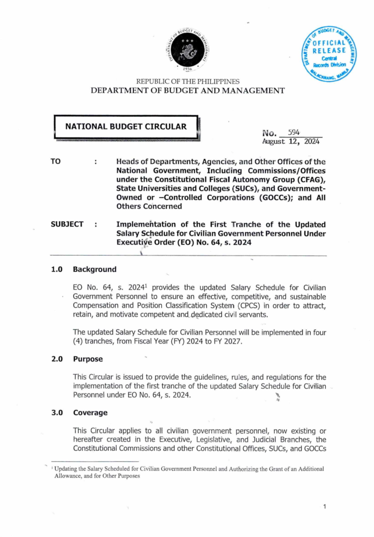 National Budget Circular NO 594 - NATIONAL BUDGET CIRCULAR TO SUBJECT 1 ...