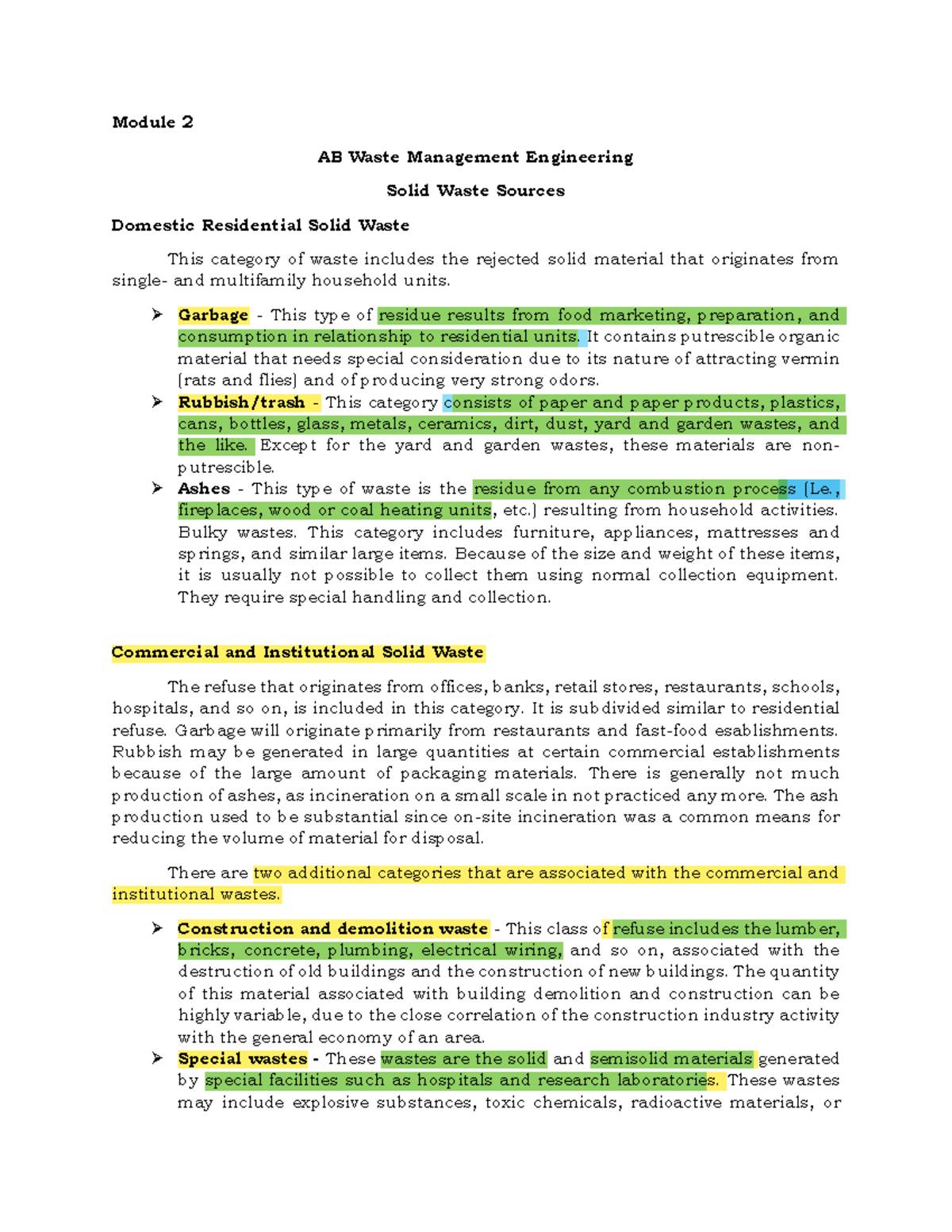Module 2 - Solid Waste Resources - Module 2 AB Waste Management ...