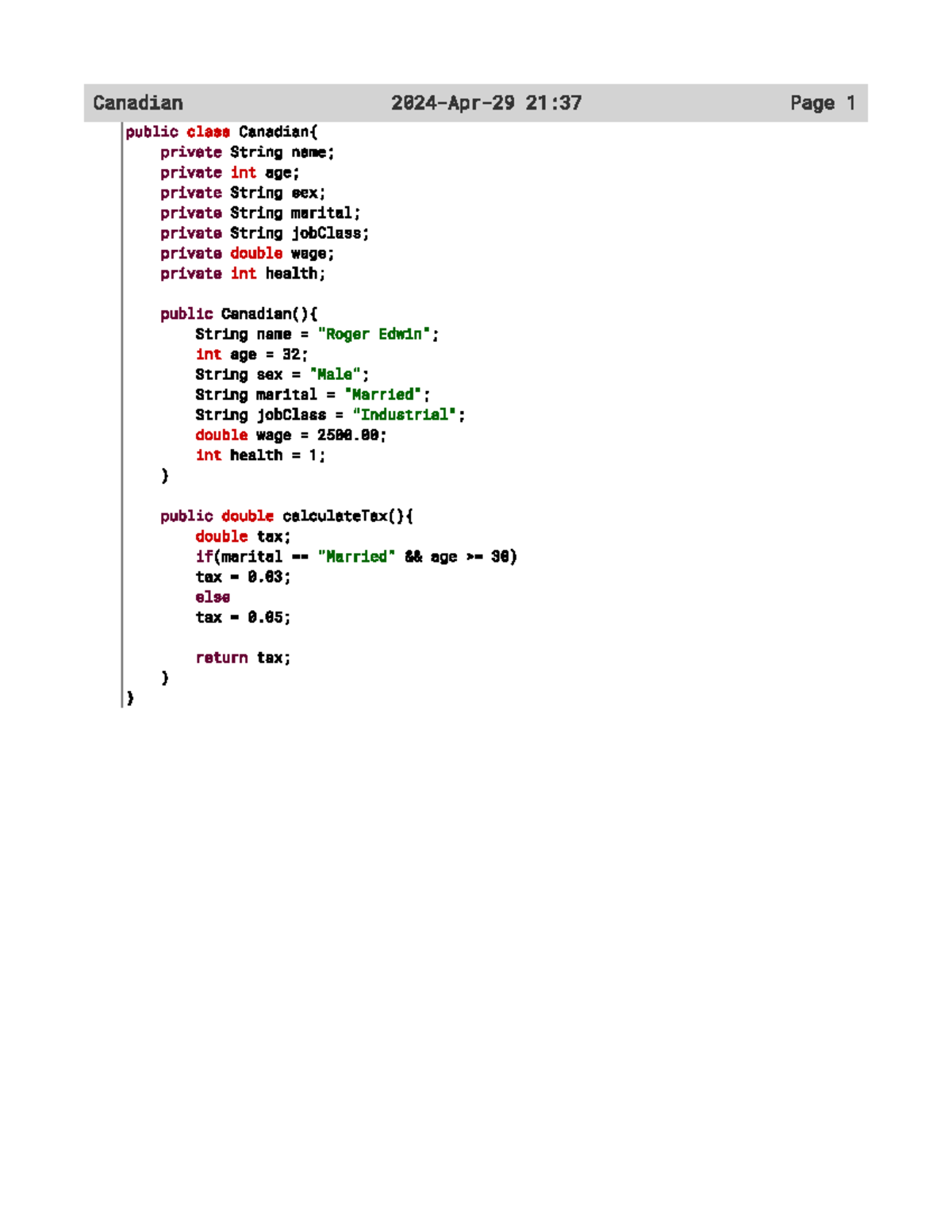 Canadian - tutorial - Object Oriented Programming - Studocu