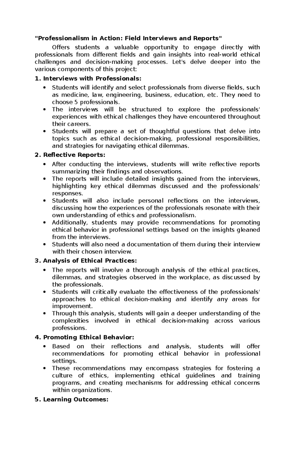 Midterm-project - "Professionalism in Action: Field Interviews and ...