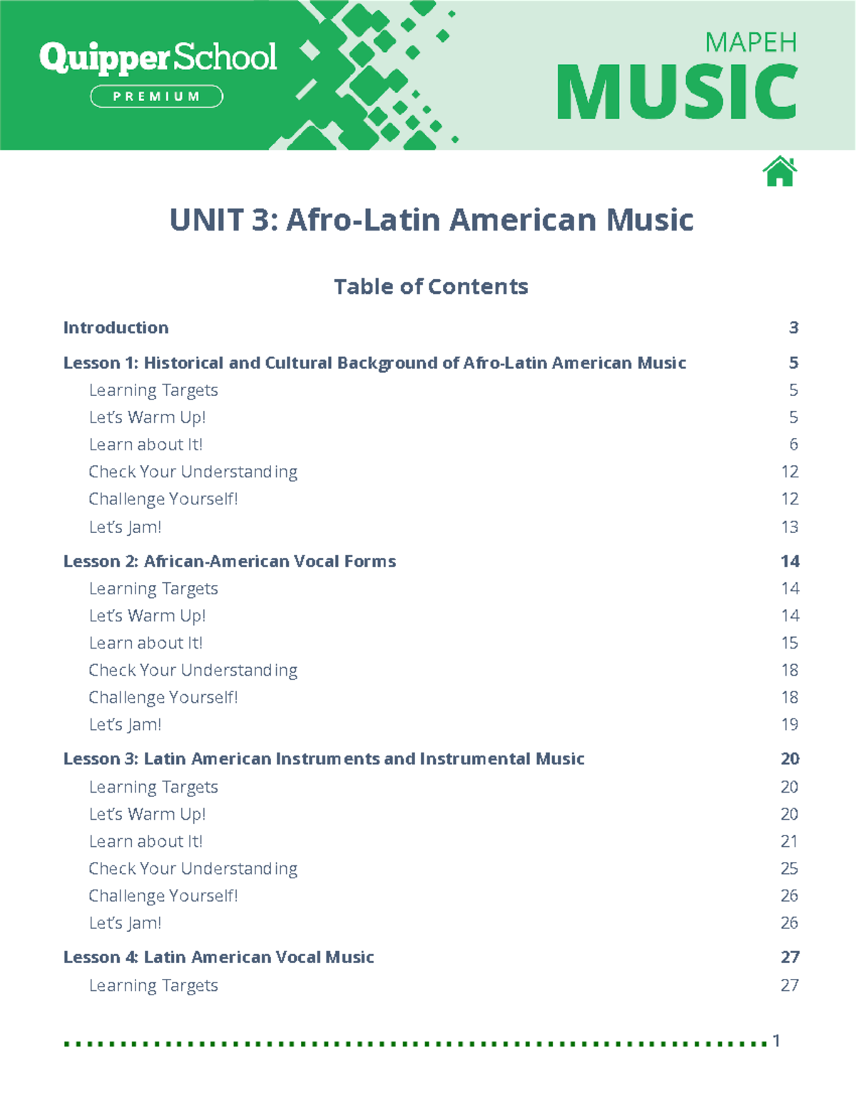 Final Music 10.3 Afro-Latin American Music, 4 Lessons - UNIT 3: Afro ...