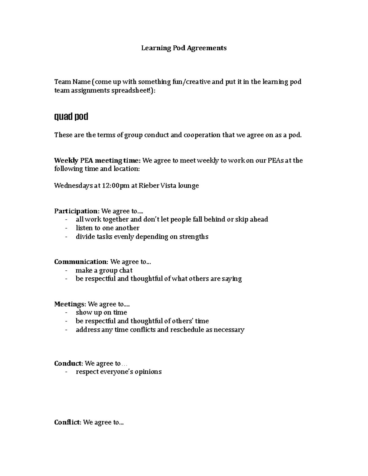 LS7A Learning Pod - Learning Pod Agreements Team Name (come up with ...