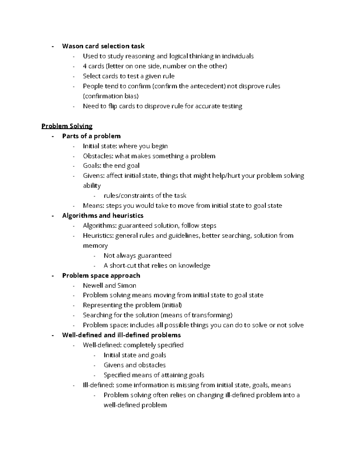 Cog Psych Final Pt2 - Wason card selection task Used to study reasoning ...