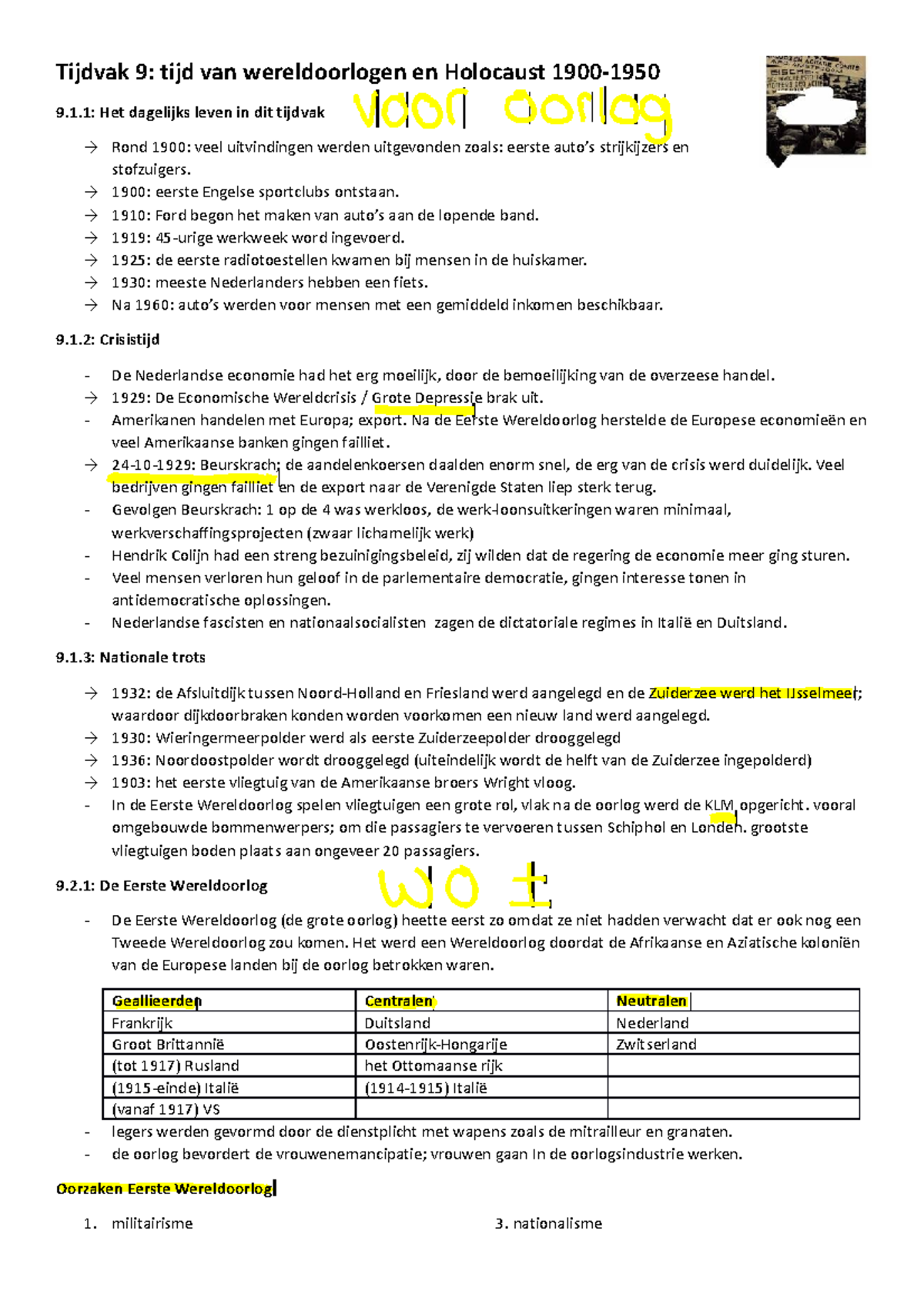 Geschiedenis Tijdvak 9 Samenvatting Tijdvak 9 Tijd Van