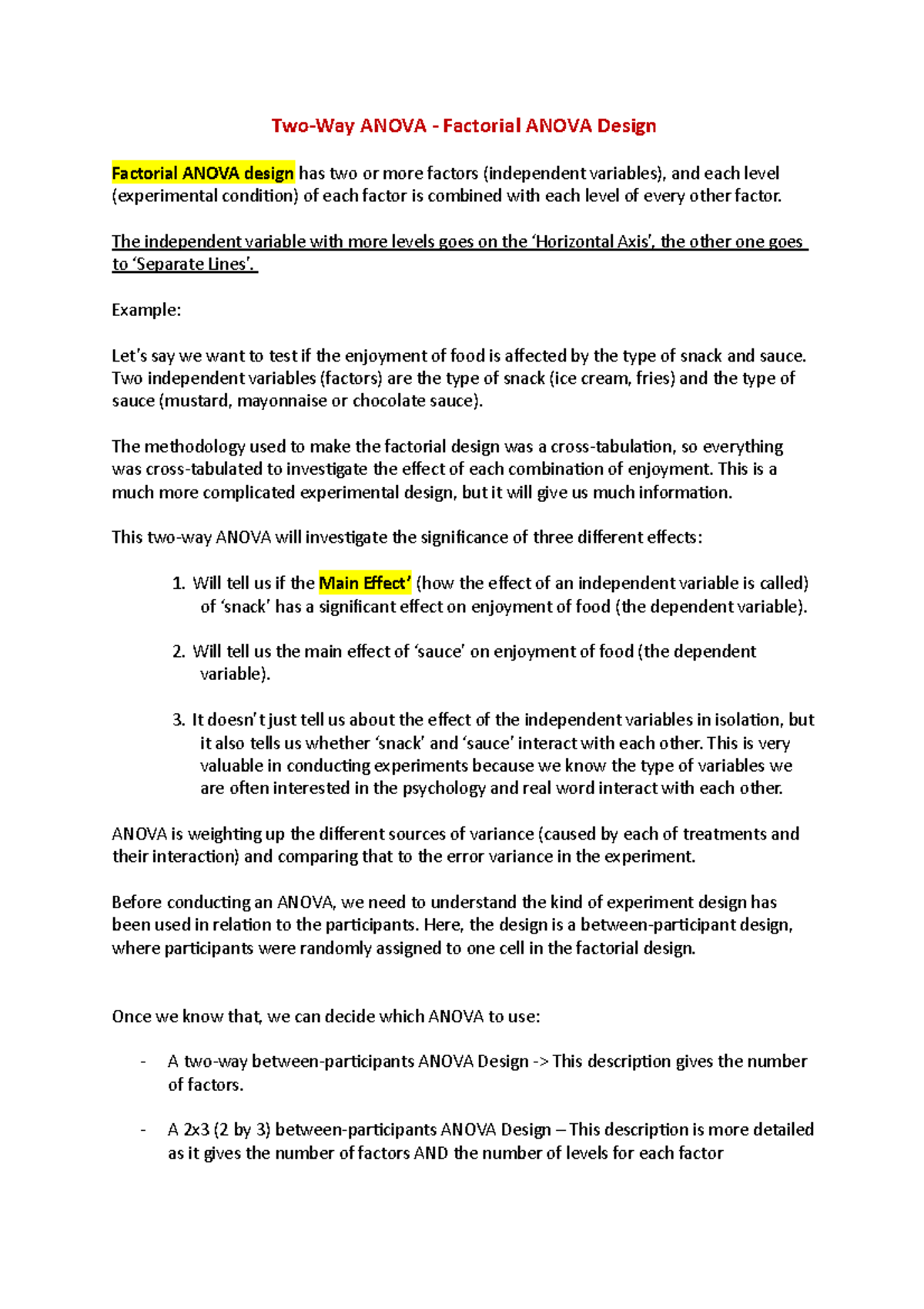 Psychology Reserch Skills 3a - Lecture 5 - Two-Way Anova - Factorial ...