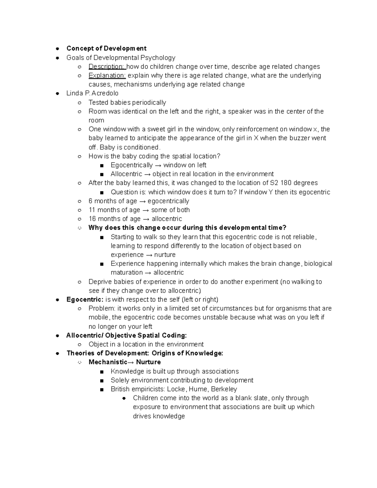 Notes for Child Psych - Concept of Development Goals of Developmental ...