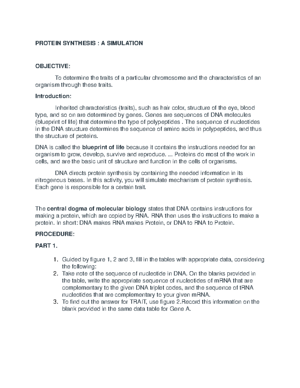 Protein Synthesis - Lecture notes 1, 3-7,10 - Computer Engineering ...
