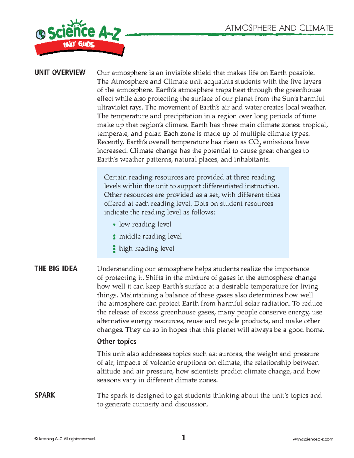 Atmosphere and climate 5-6 unit guide - ATMOSPHERE AND CLIMATE UNIT ...