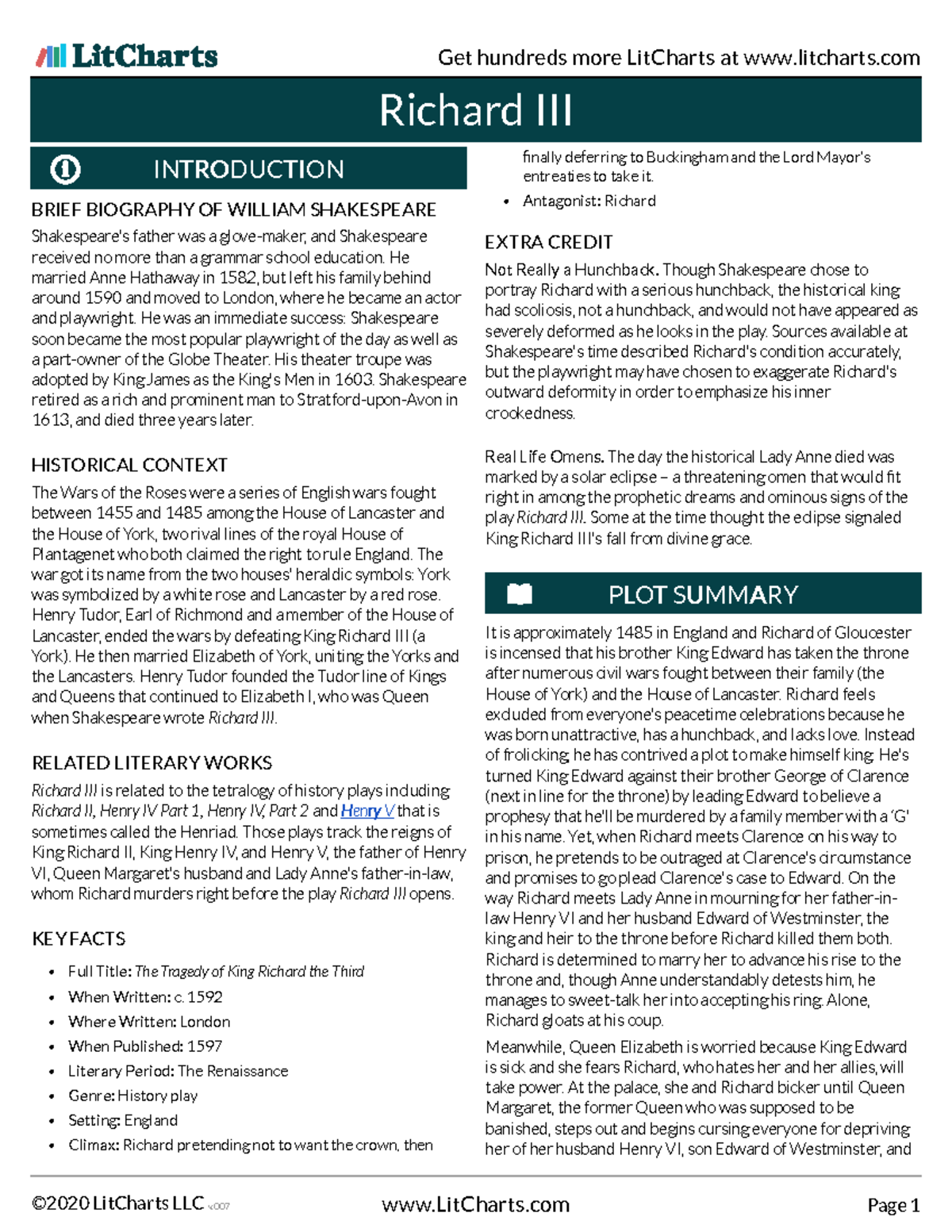 HSC English Advanced - Richard III (Lit Charts) - Richard III BRIEF ...