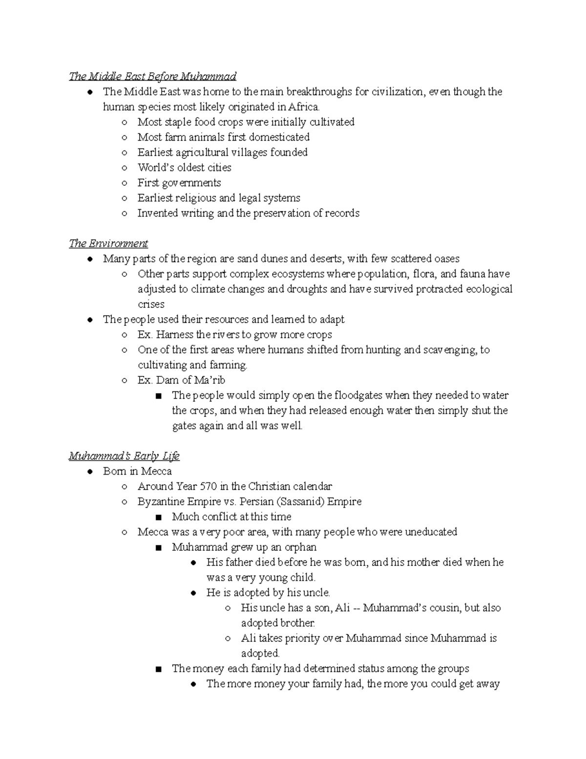 Early Islam - Professor: Nicolas Trepanier - The Middle East Before ...