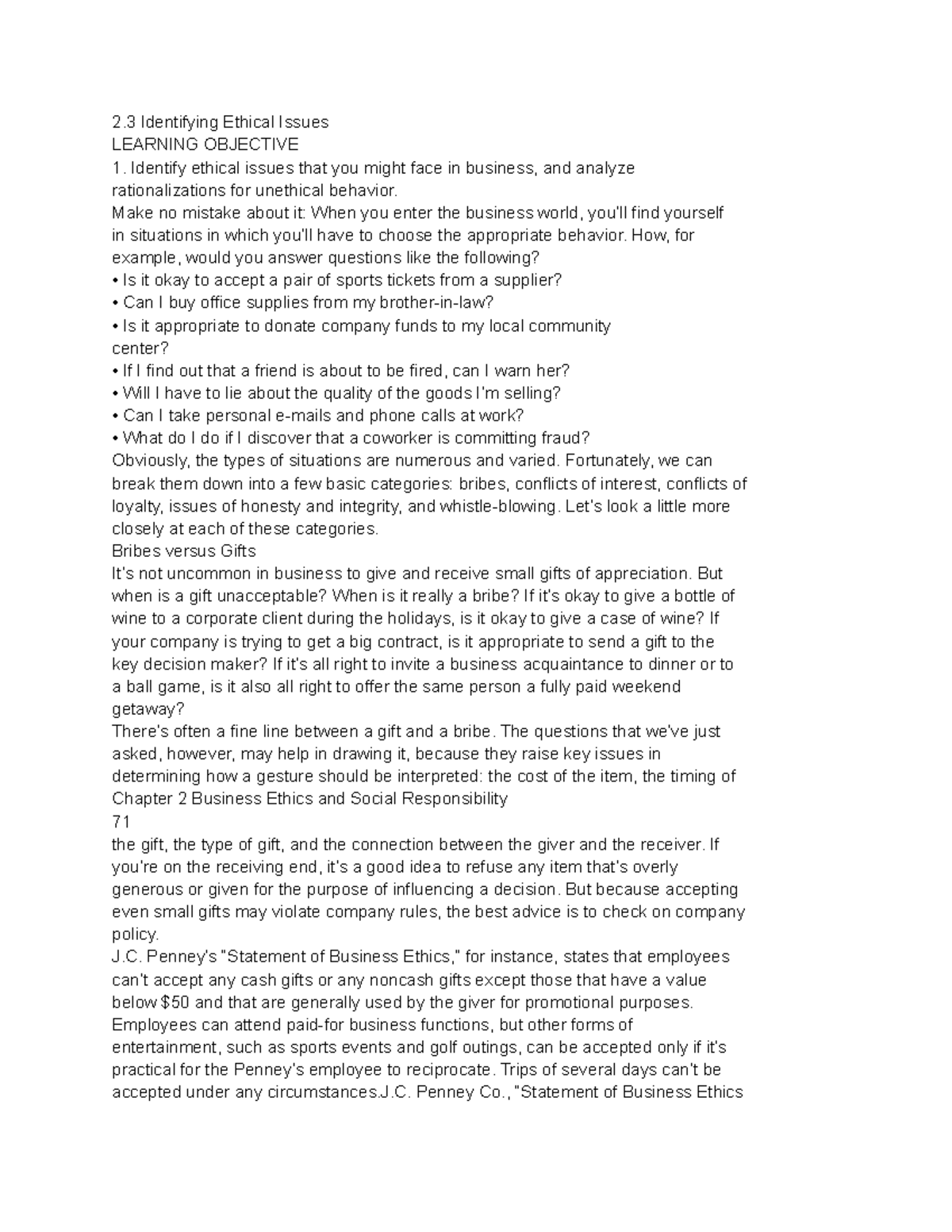 Business 11 - 2 Identifying Ethical Issues LEARNING OBJECTIVE Identify ...