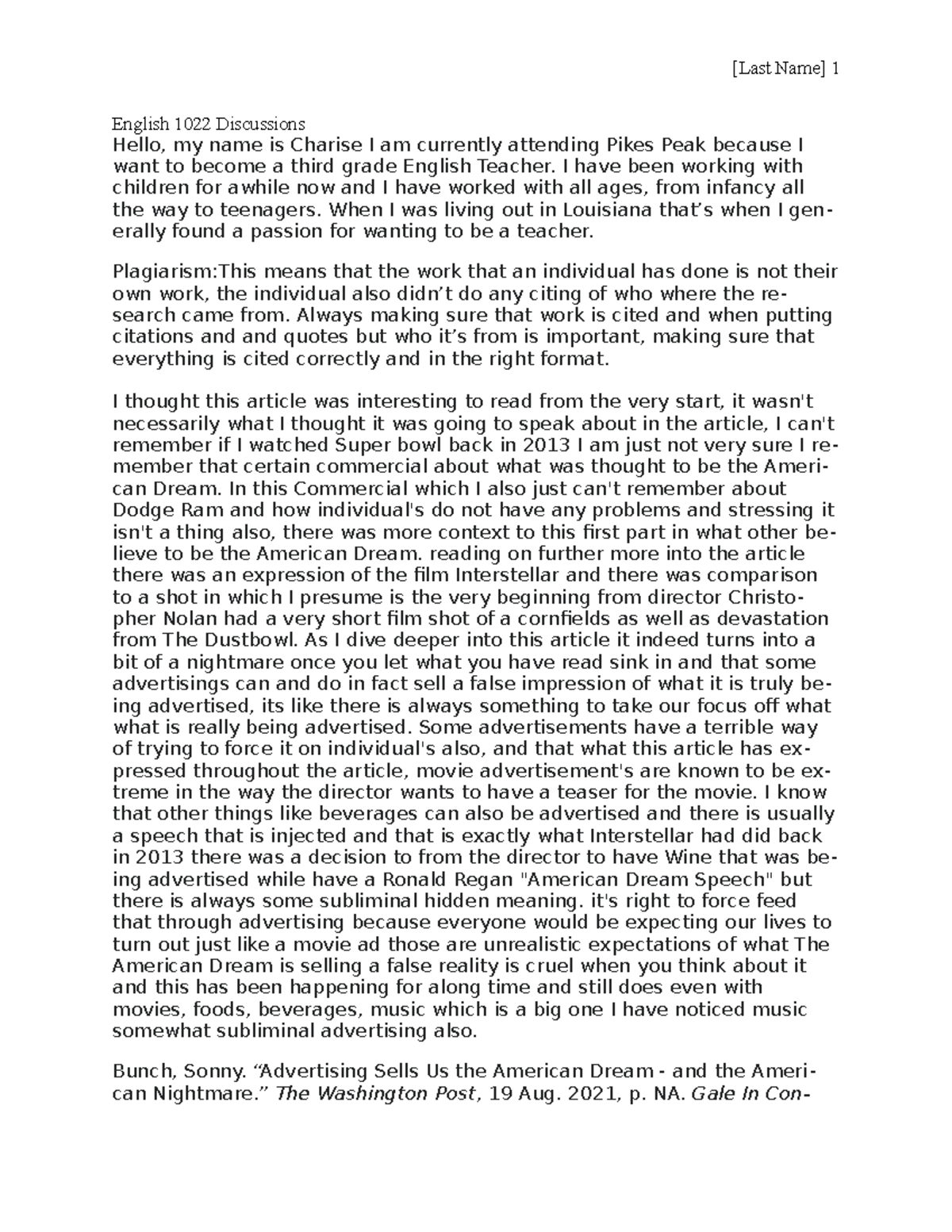 English 102 - This is a whole discussion thread on what we are learning ...