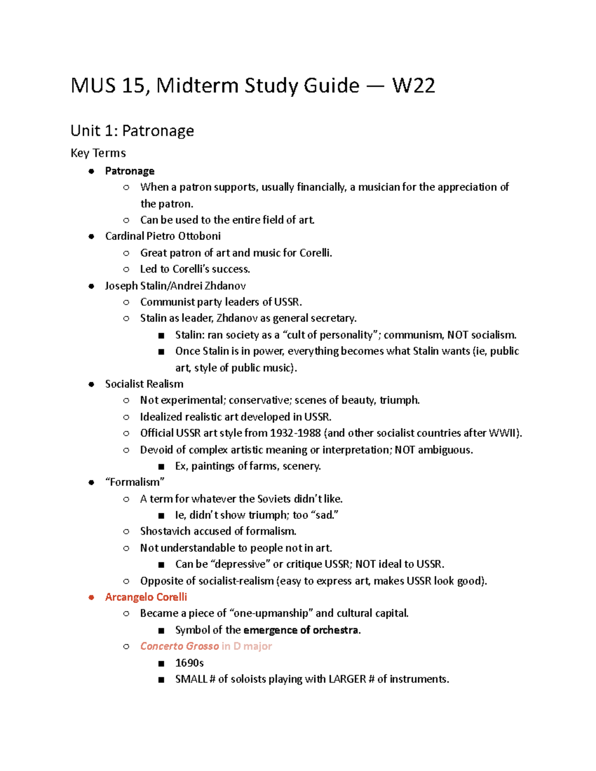 [MUS 15] Midterm Study Guide - MUS 15, Midterm Study Guide — W Unit 1 ...