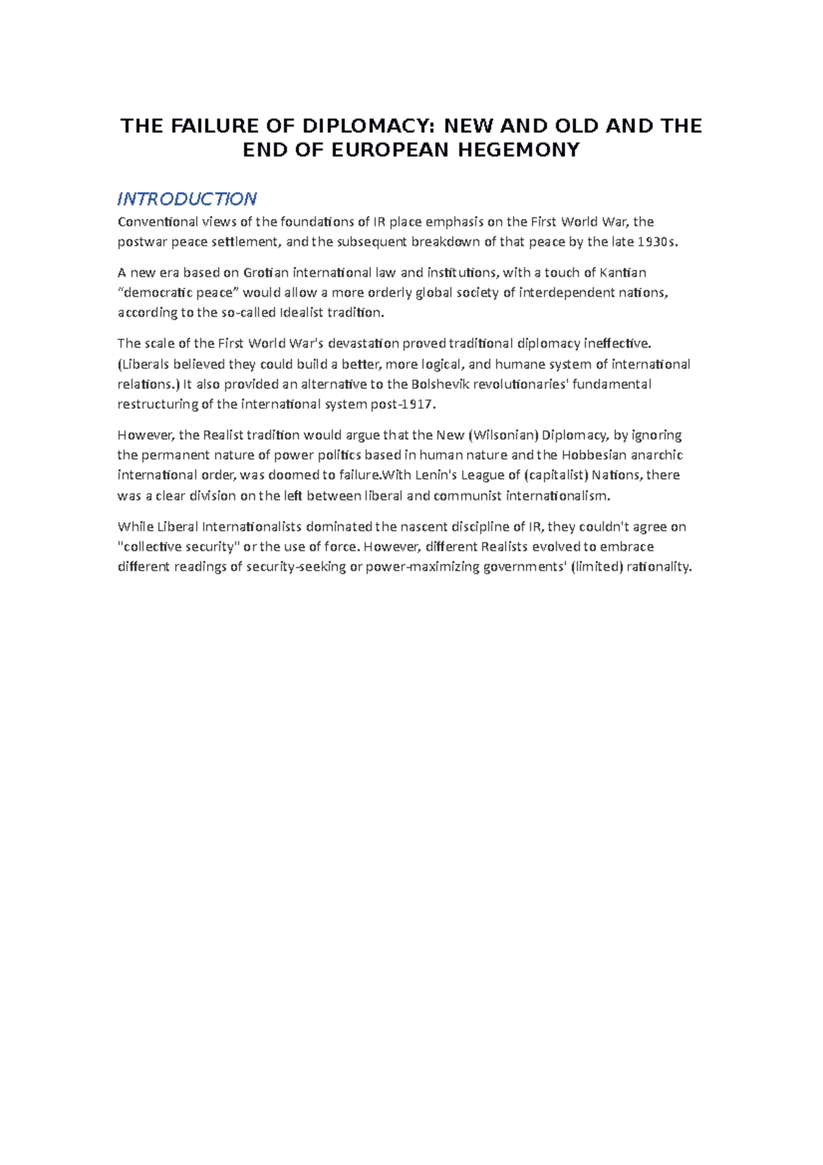 UnidAd 3 Y UNIDAD 4 THE Failure OF Diplomacy - THE FAILURE OF DIPLOMACY ...