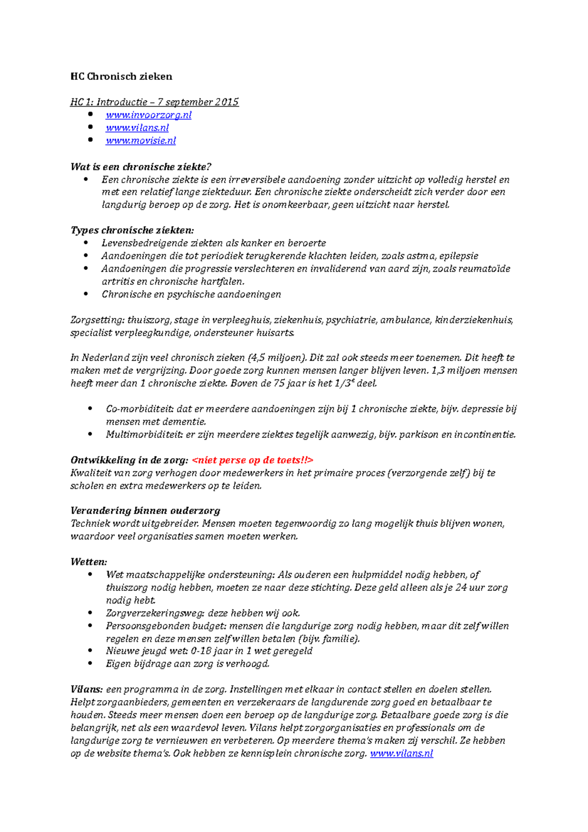 HC Chronisch zieken[ 4419] - HC Chronisch zieken HC 1: Introductie – 7 ...