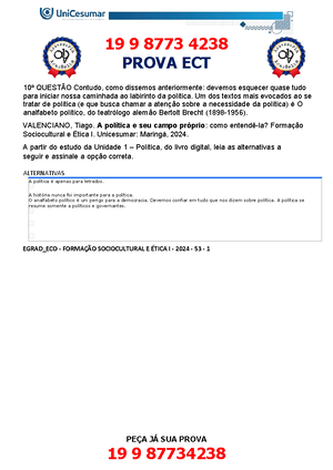 5ª Questão O código é o conjunto de sinais utilizados para construir a ...