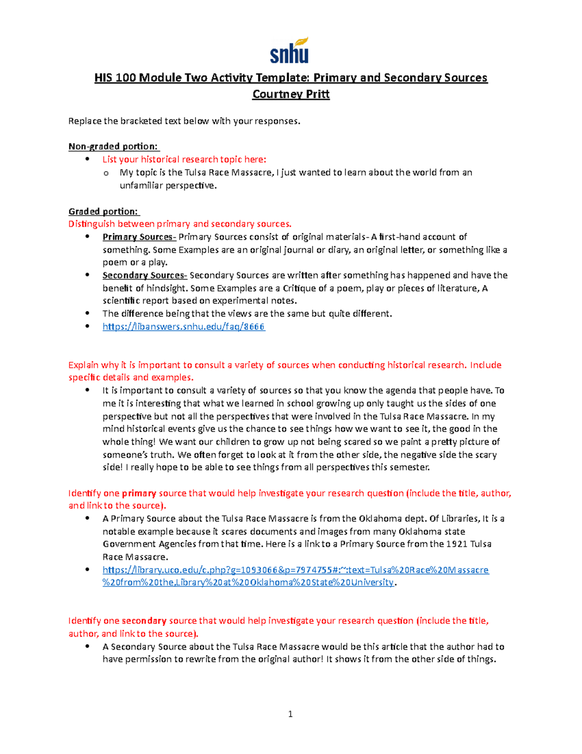 Project 2 part 2 - fasdfasdfasd - HIS 100 Module Two Activity Template ...