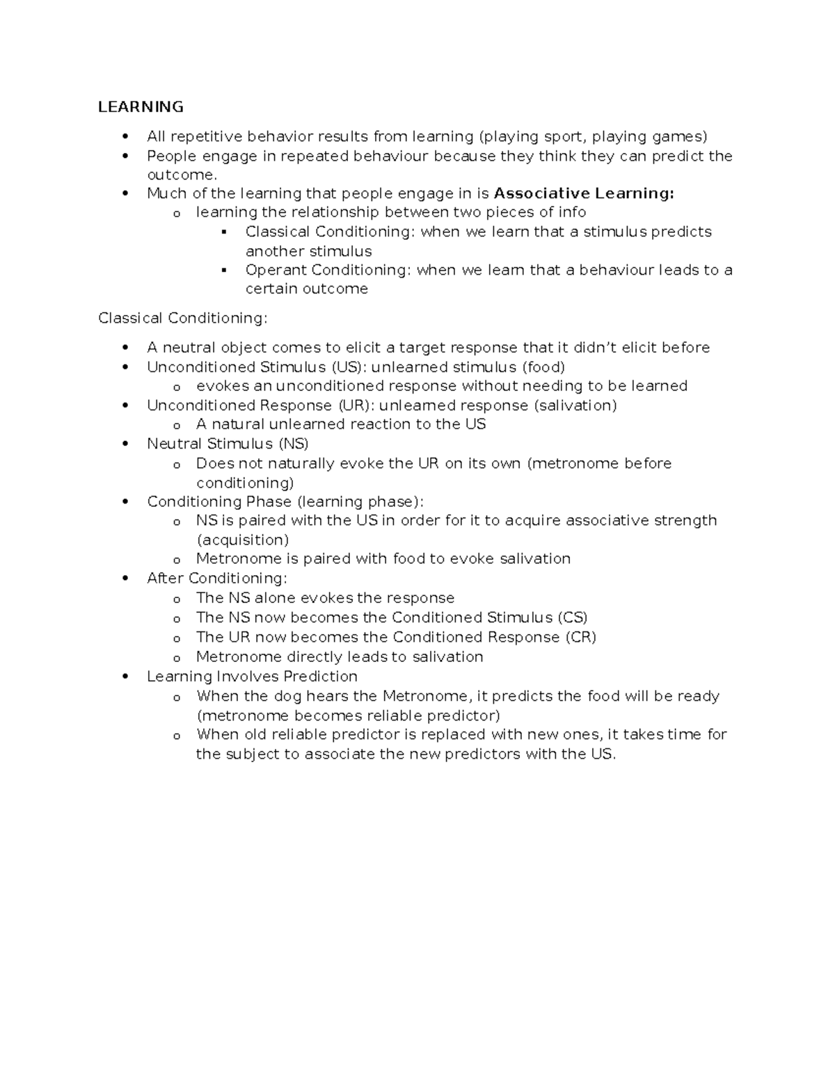 Chapter 10 - James Richert Lec Notes - LEARNING All repetitive behavior ...