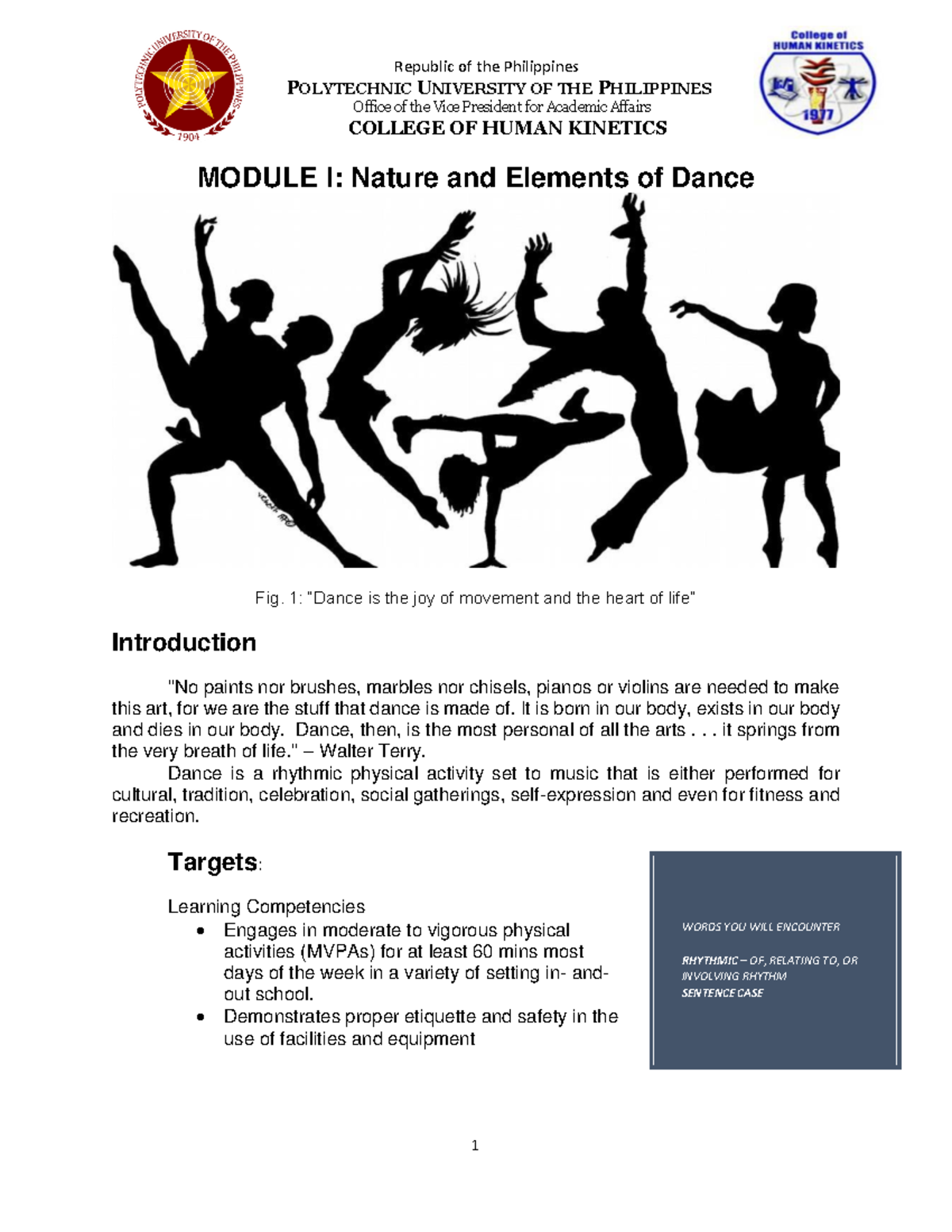 H.O.P.E-3- Dance- Module I Nature and Elements of Dance - Political ...