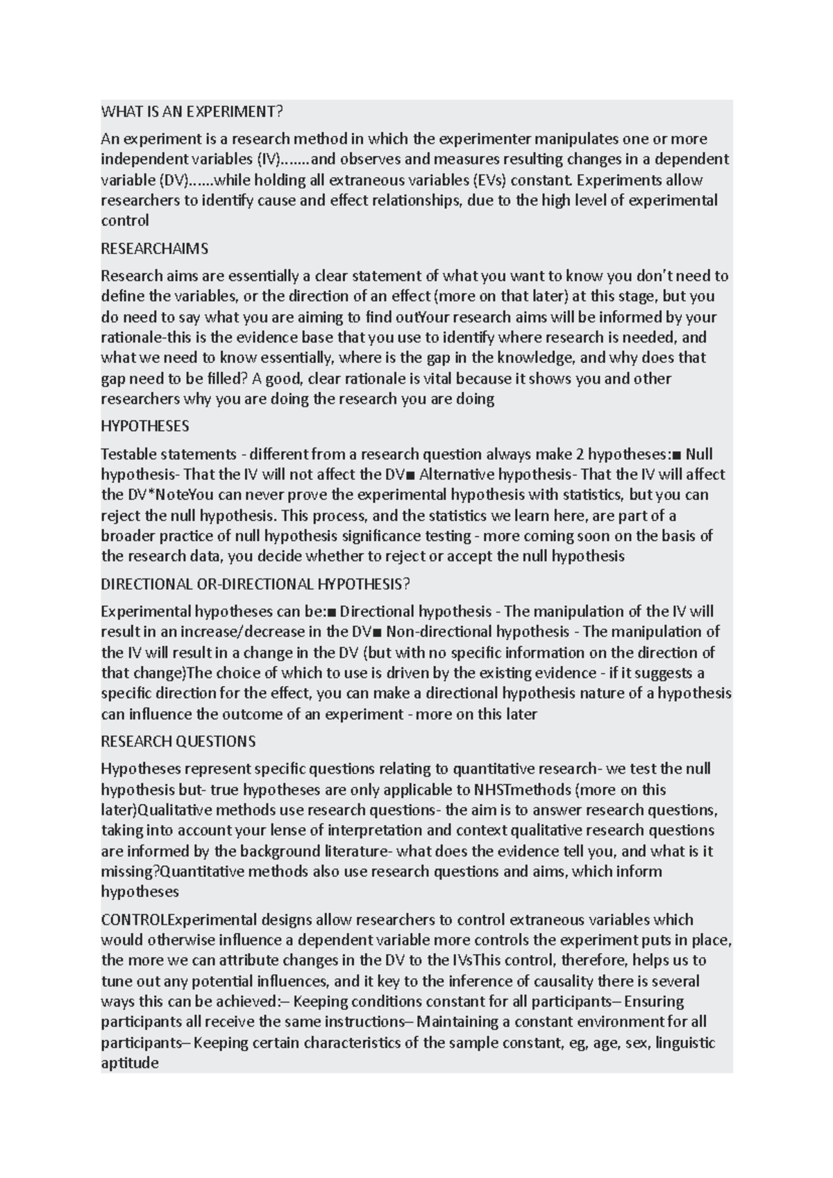 Experimental Design - WHAT IS AN EXPERIMENT? An experiment is a ...