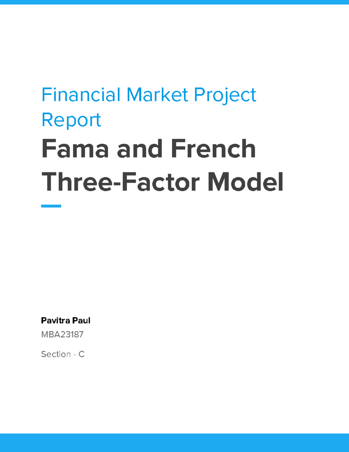 Book report on the Fama & French Model - Financial Market Project ...