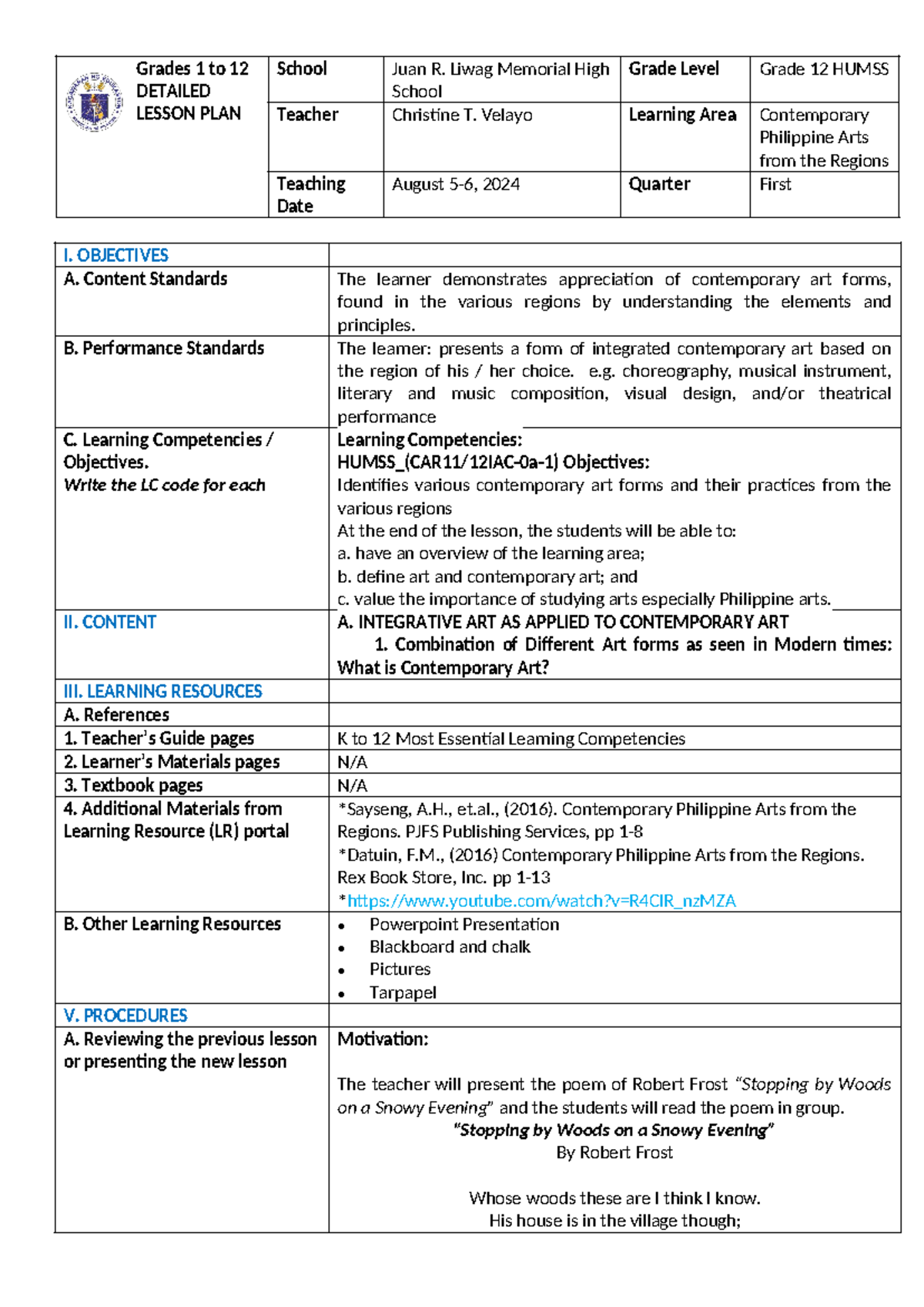Creative Writing DLP 918 1923 - Grades 1 to 12 DETAILED LESSON PLAN ...