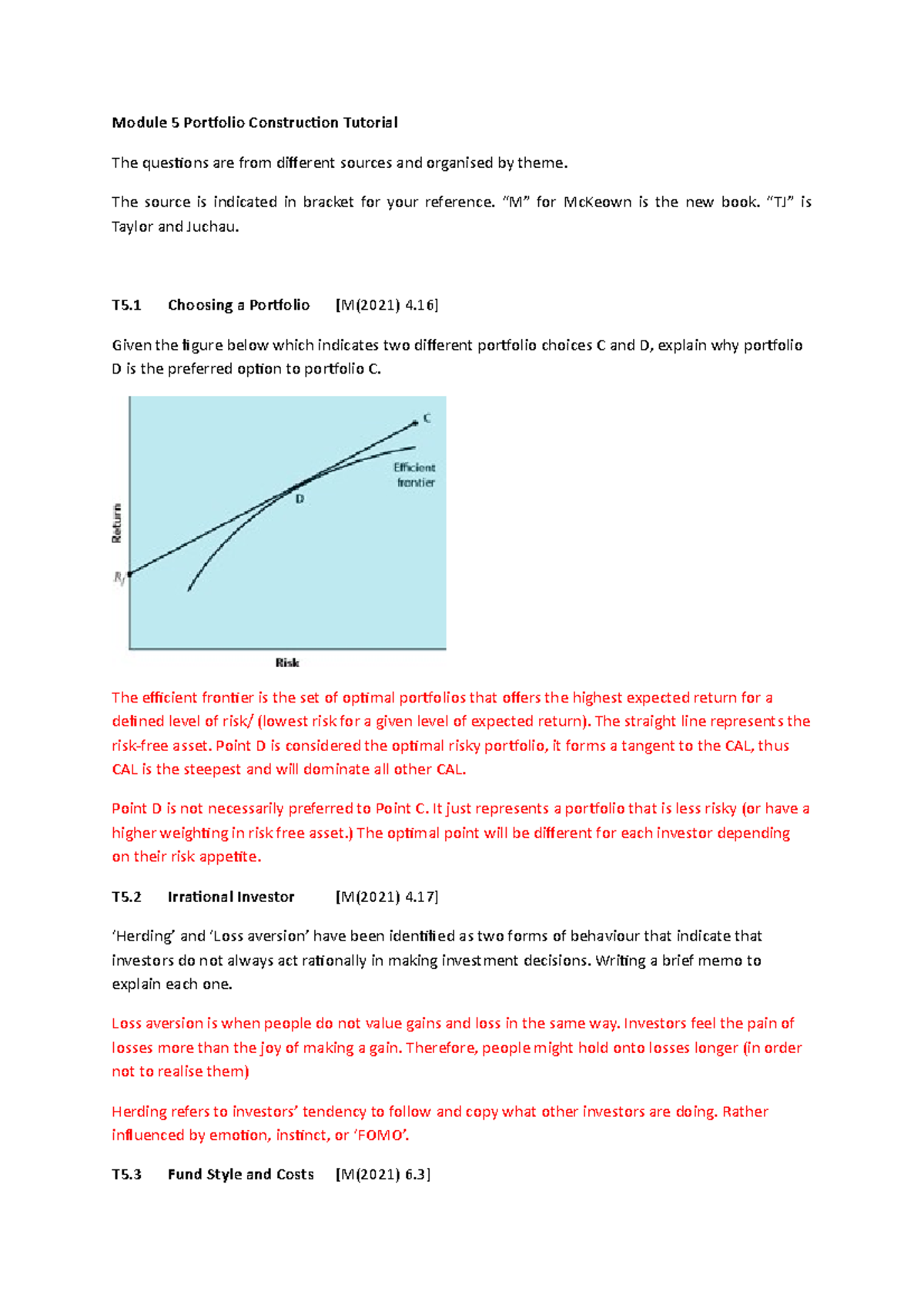 Tutorial M05 Questions - Module 5 Portfolio Construction Tutorial The ...