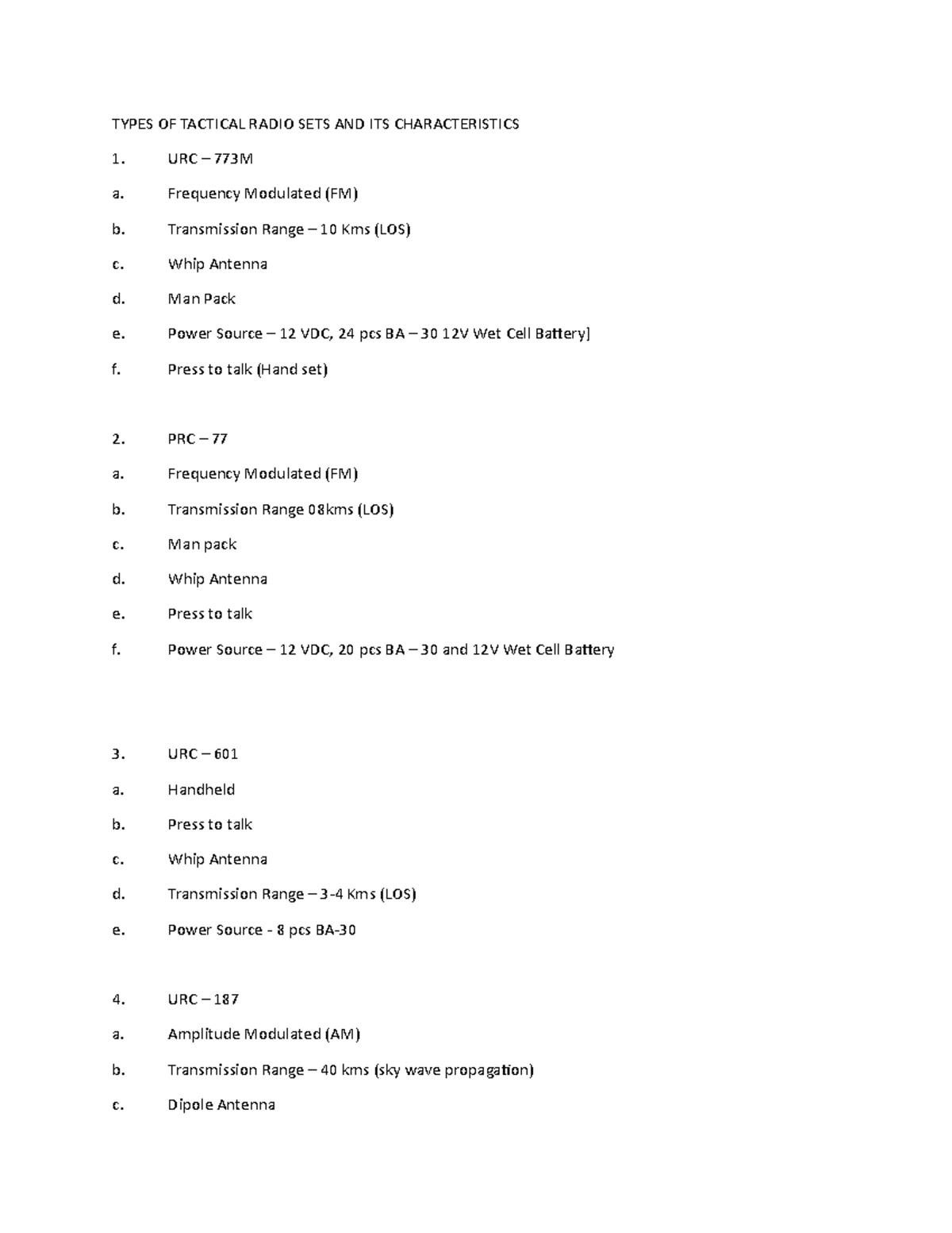 Types OF Tactical Radio SETS AND ITS Characteristics - TYPES OF ...