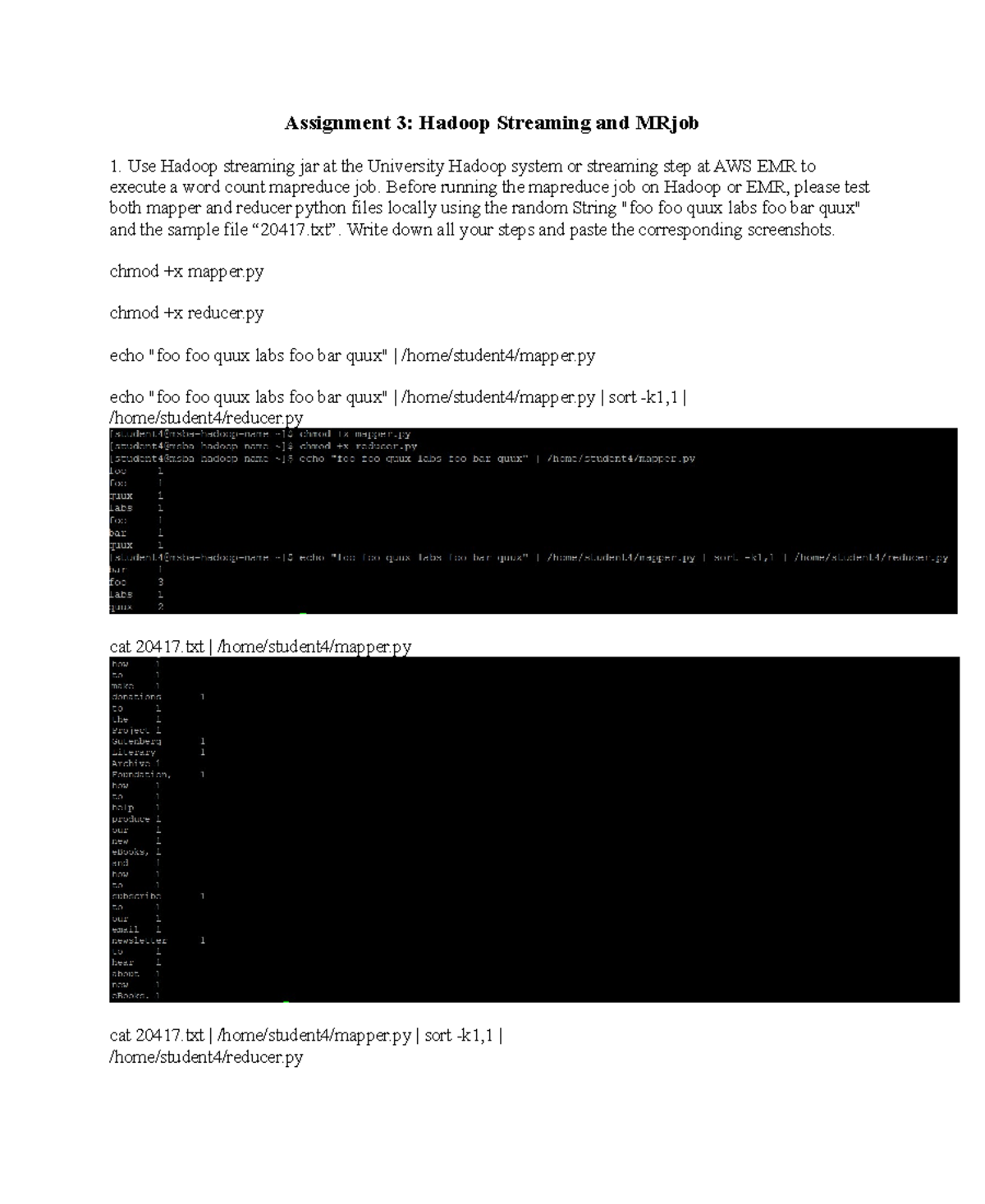 Assignment 3 Map Reduce With Python Assignment 3 Hadoop Streaming And Mrjob Use Hadoop 5505
