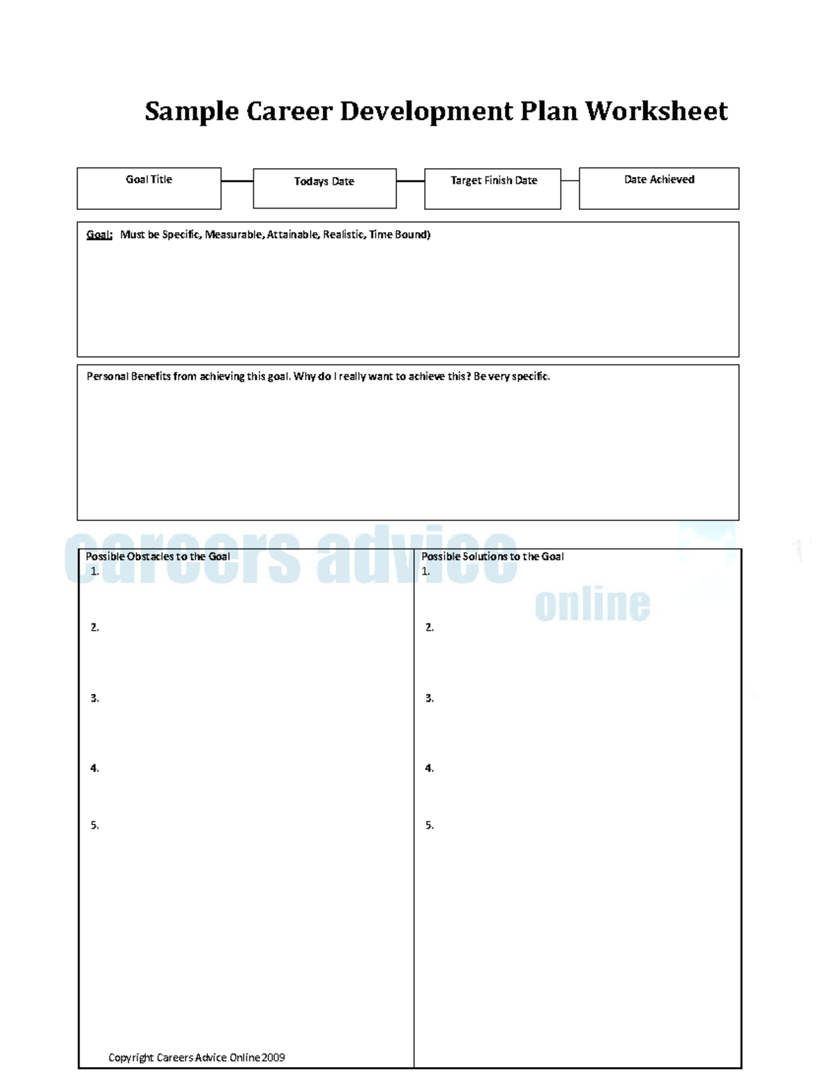 Sample Career Development Plan Worksheet - HRMT 622 - Copyright Careers ...