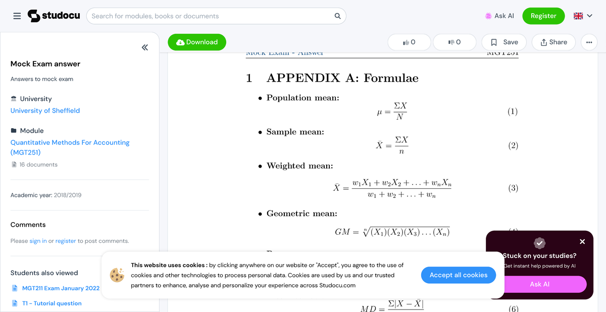 Mock Exam answer - University of Sheffield School of Management ...