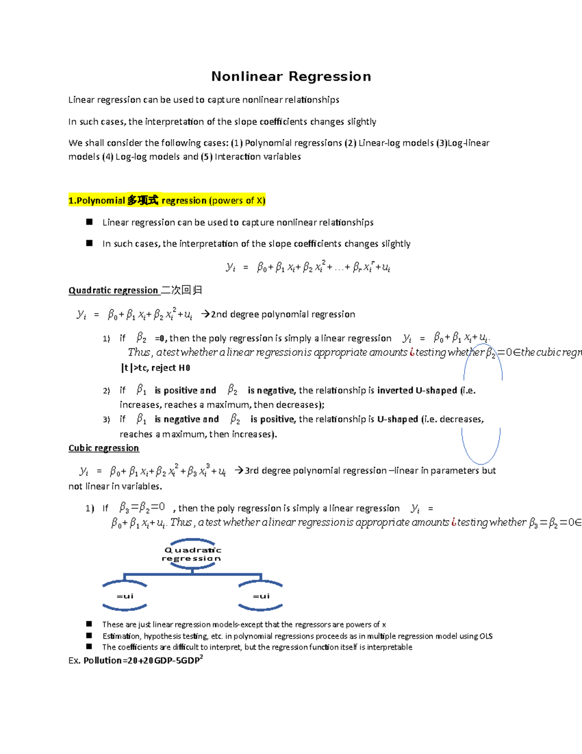 ECON 2P91-11.10 Nonlinear Regression - Nonlinear Regression Linear ...