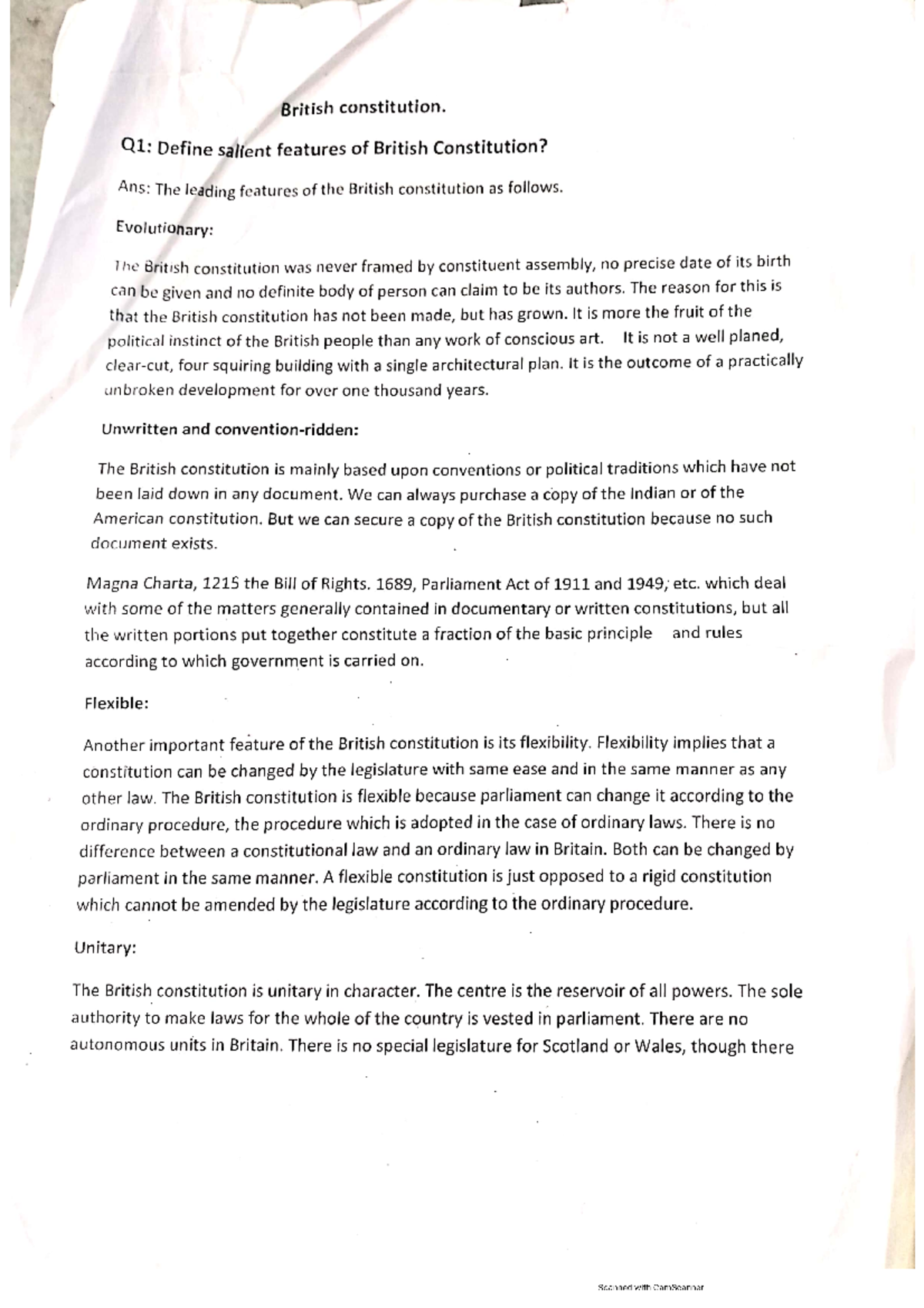 Uk Constitution - Copy Pasted Notes from Google - Constitutional Law-I ...