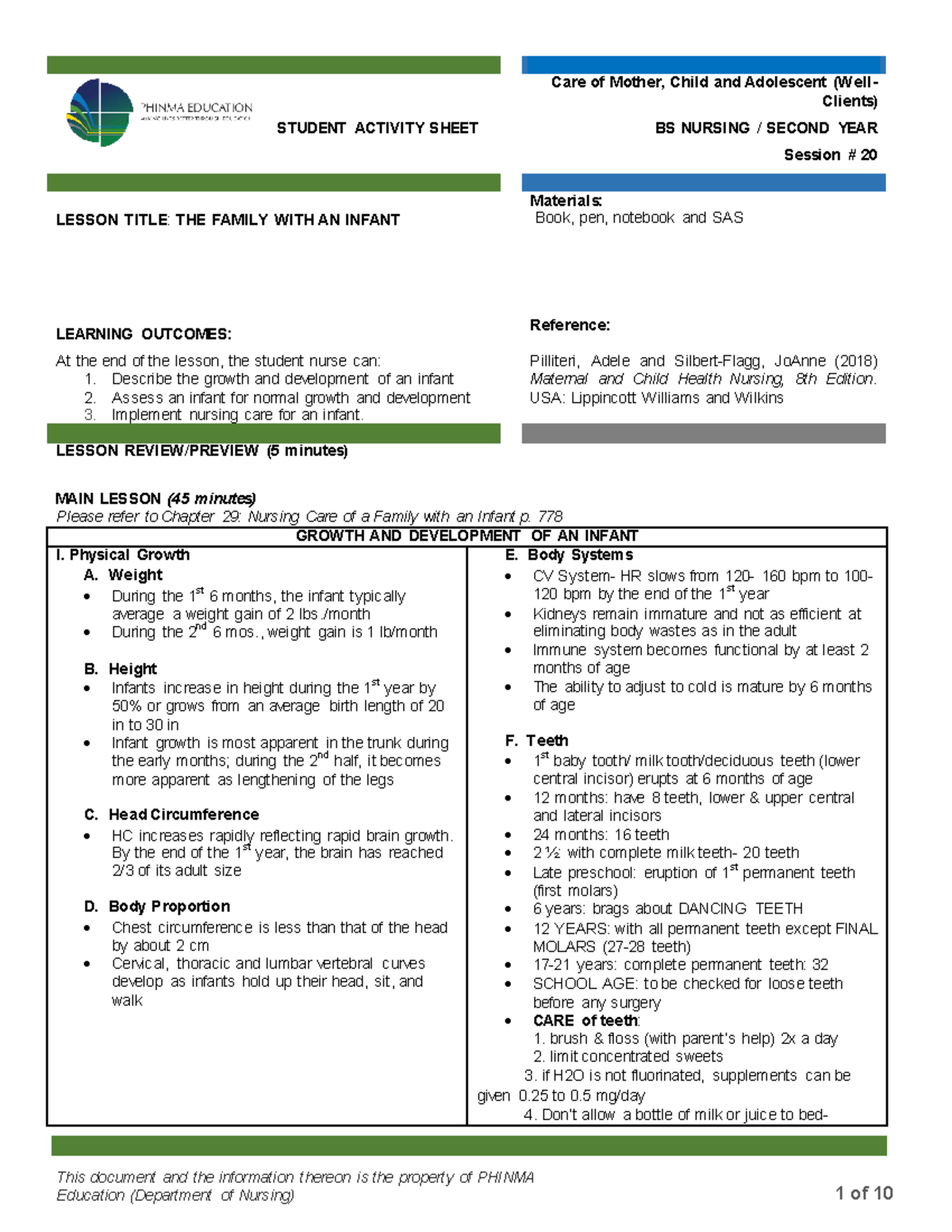 OB1 SAS 20 - Student Activity Sheets - This document and the ...