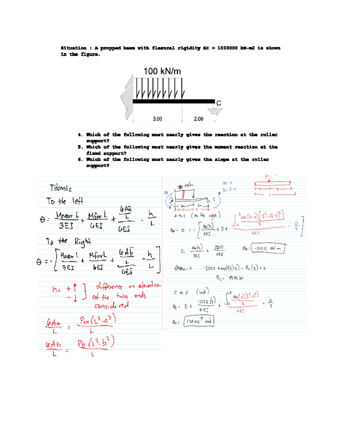 Remaining- Solution - Notes for exam - Theory of structures - Studocu