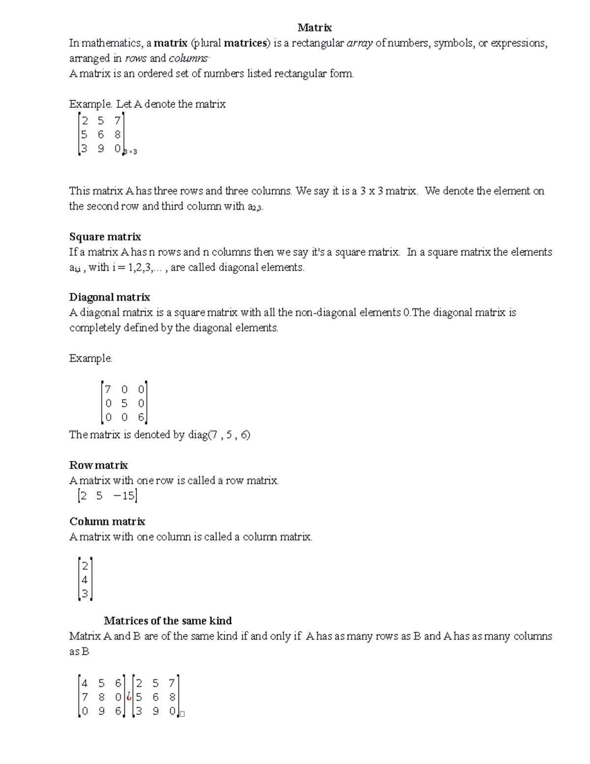 Matrix Matrix In Mathematics A Matrix plural Matrices Is A