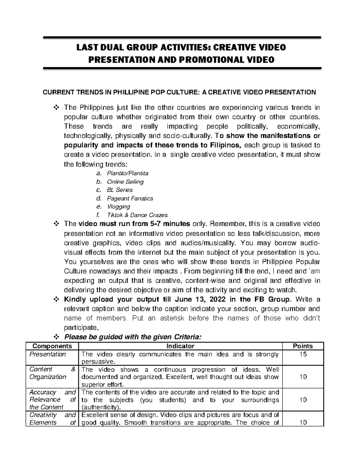 LAST Group Activities (Final Outputs) - LAST DUAL GROUP ACTIVITIES ...