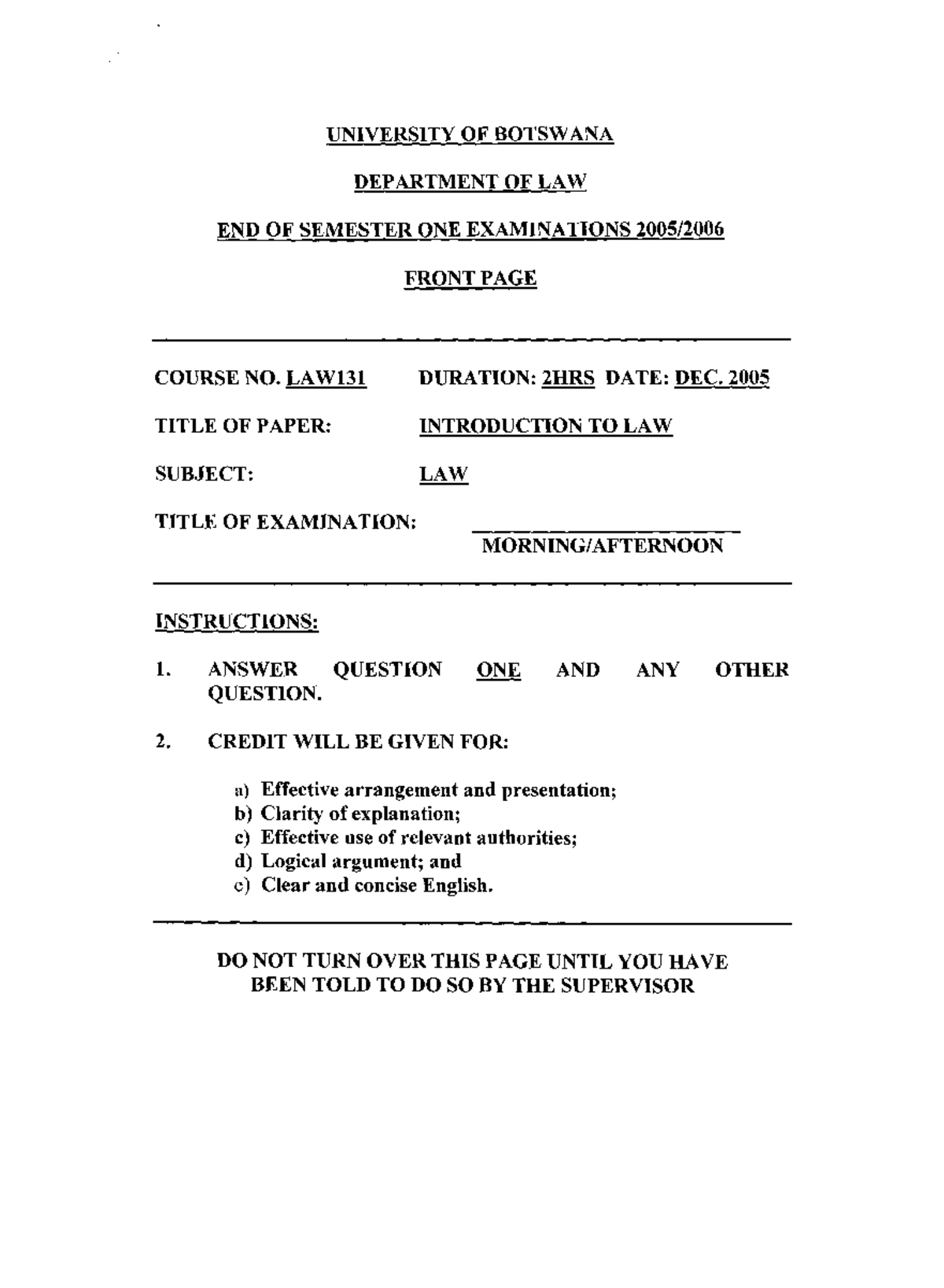 05s1law131 - 05 LAW EXAM - Introduction to Law - Studocu